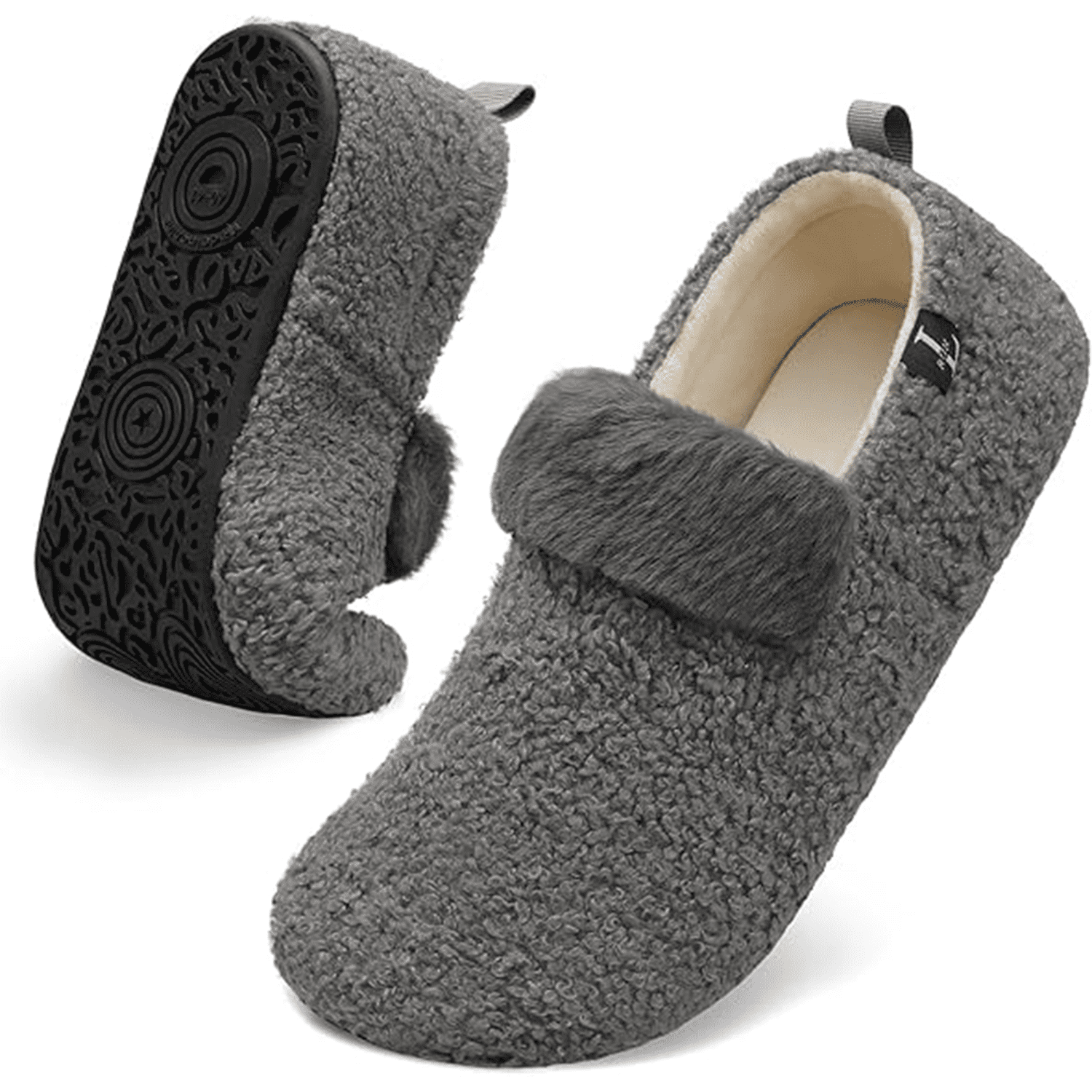 L-RUN Womens Mens Slippers Soft Curly House Shoes Cozy Slippers with ...