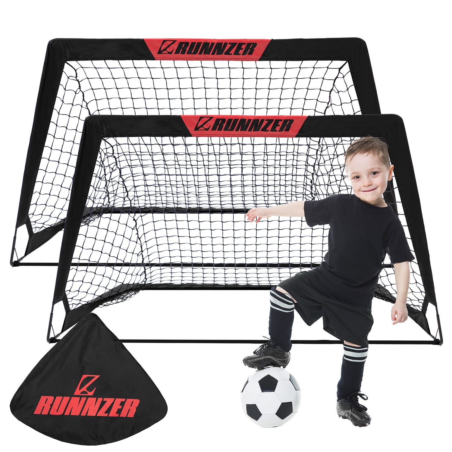 L RUNNZER Pop-Up Soccer Goal Portable Easy to Install Backyard Parks, 4.50 x 2.50 x 2.50 Feet ...