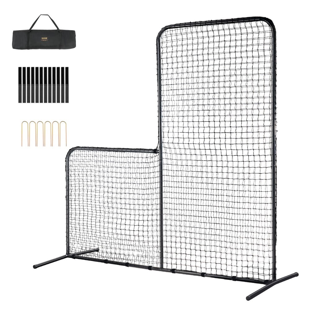 L Screen Baseball Pitching Net for Batting Cage Softball Screen 7x7ft ...