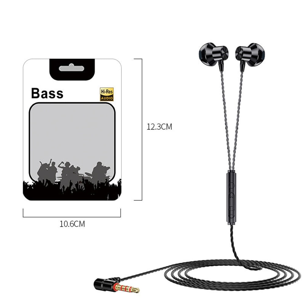 L-Shape 3.5mm 90 Degree Plug Stereo Bass Earphone Wire Control In-Ear ...