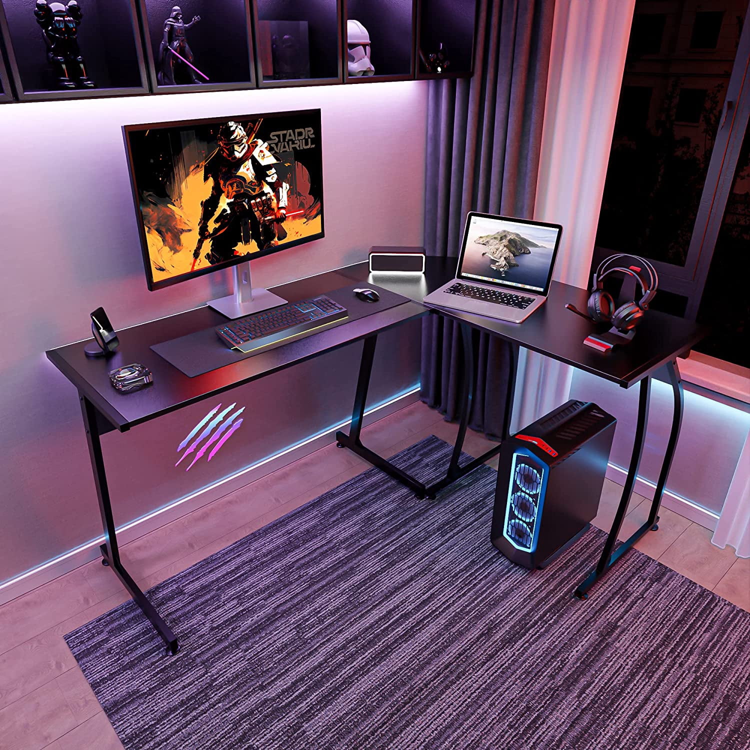L-Shape 58.1in Corner Computer Desk Home Office PC Laptop Table ...