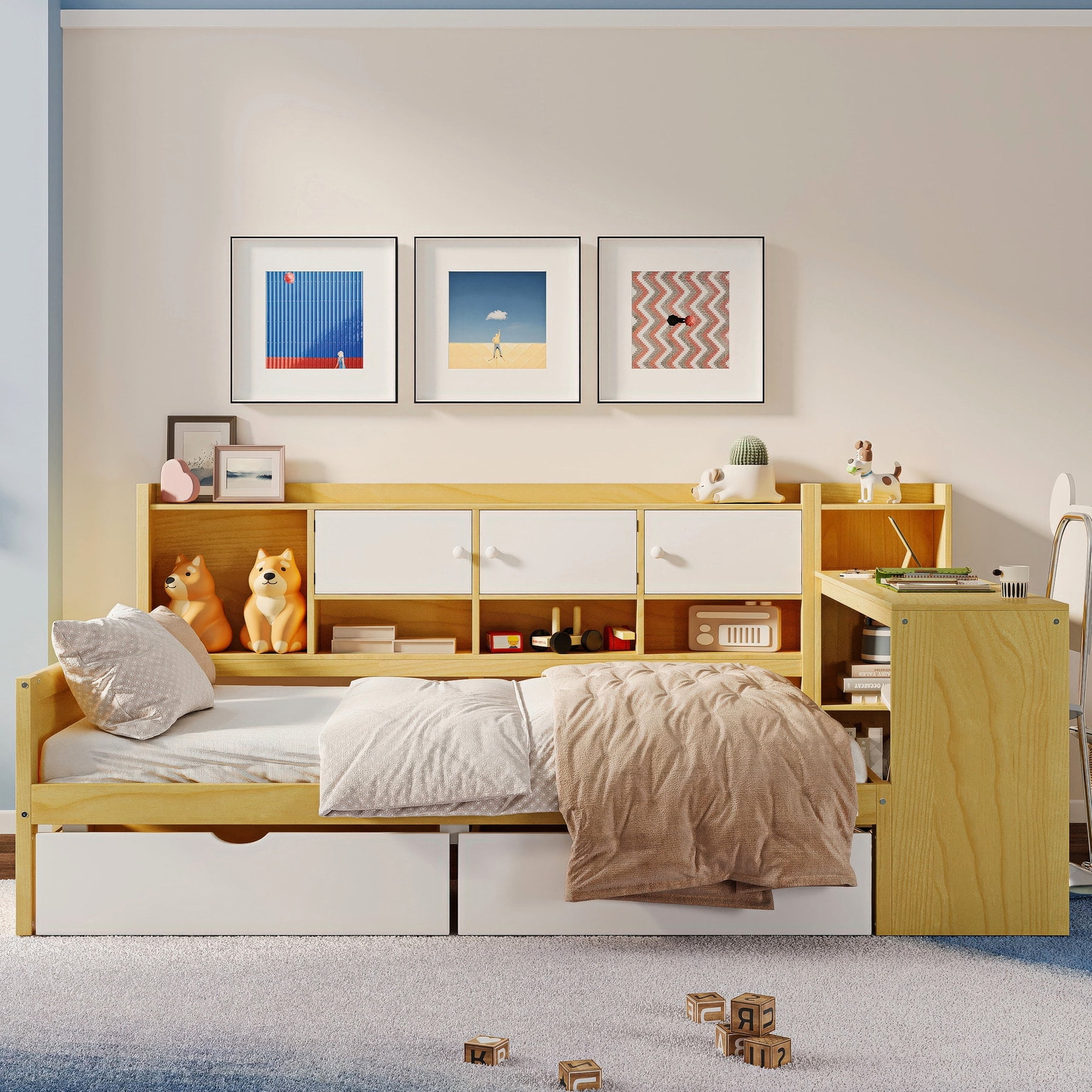 L-Shape Bed with Storage Drawers - Strong Structure for Weight - Shared ...