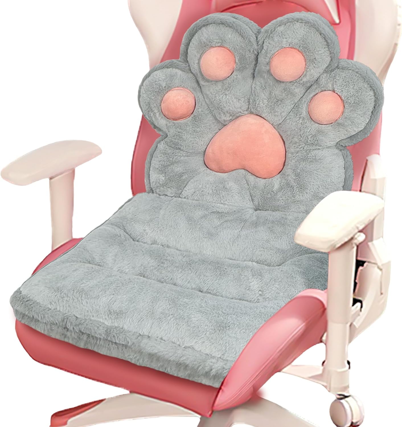 L-Shape Cat Paw Cushion, Faux Rabbit Fur Gaming Chair Cushion Soft ...