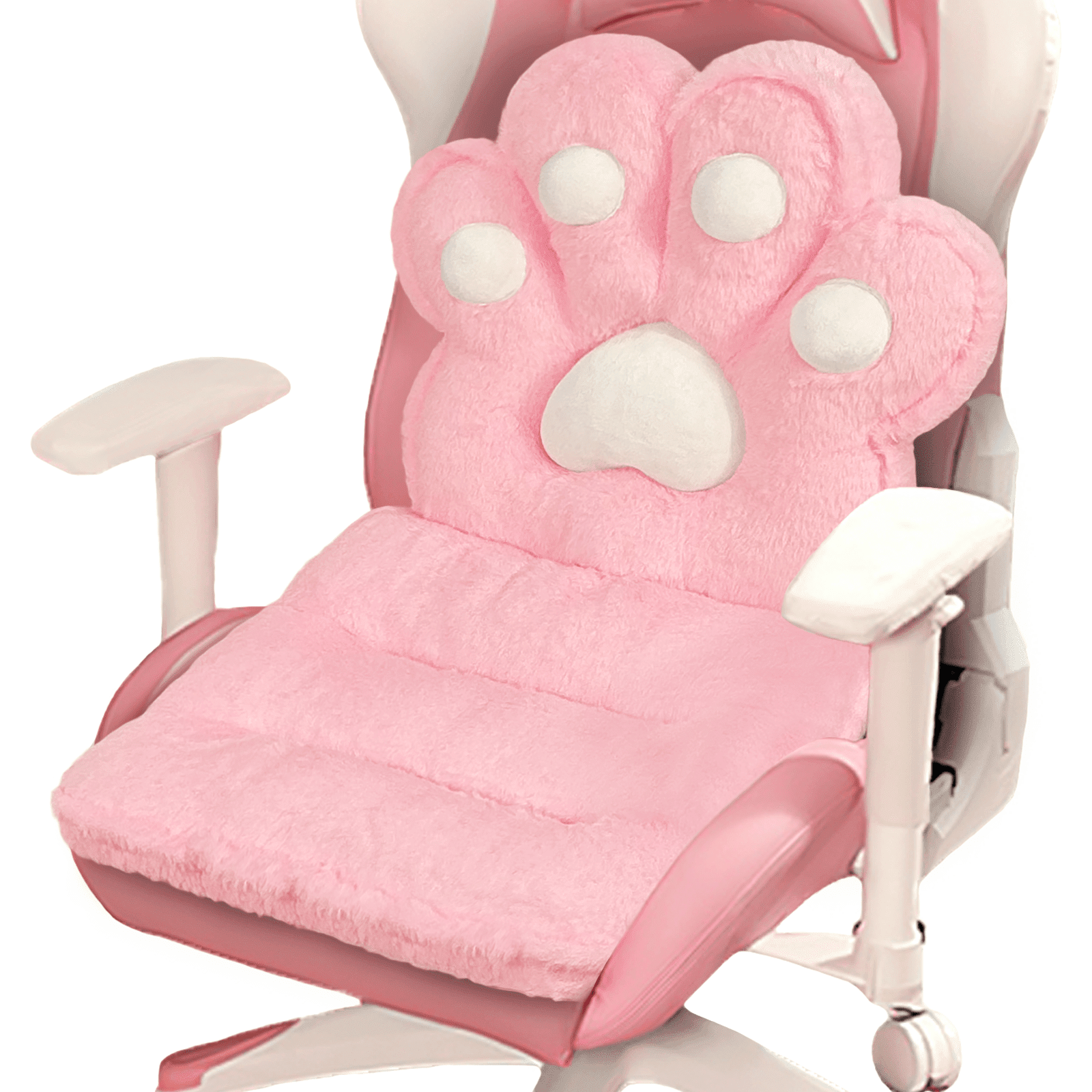 L-Shape Cat Paw Cushion, Kawaii Chair Pillow Faux Rabbit Fur,Gaming ...