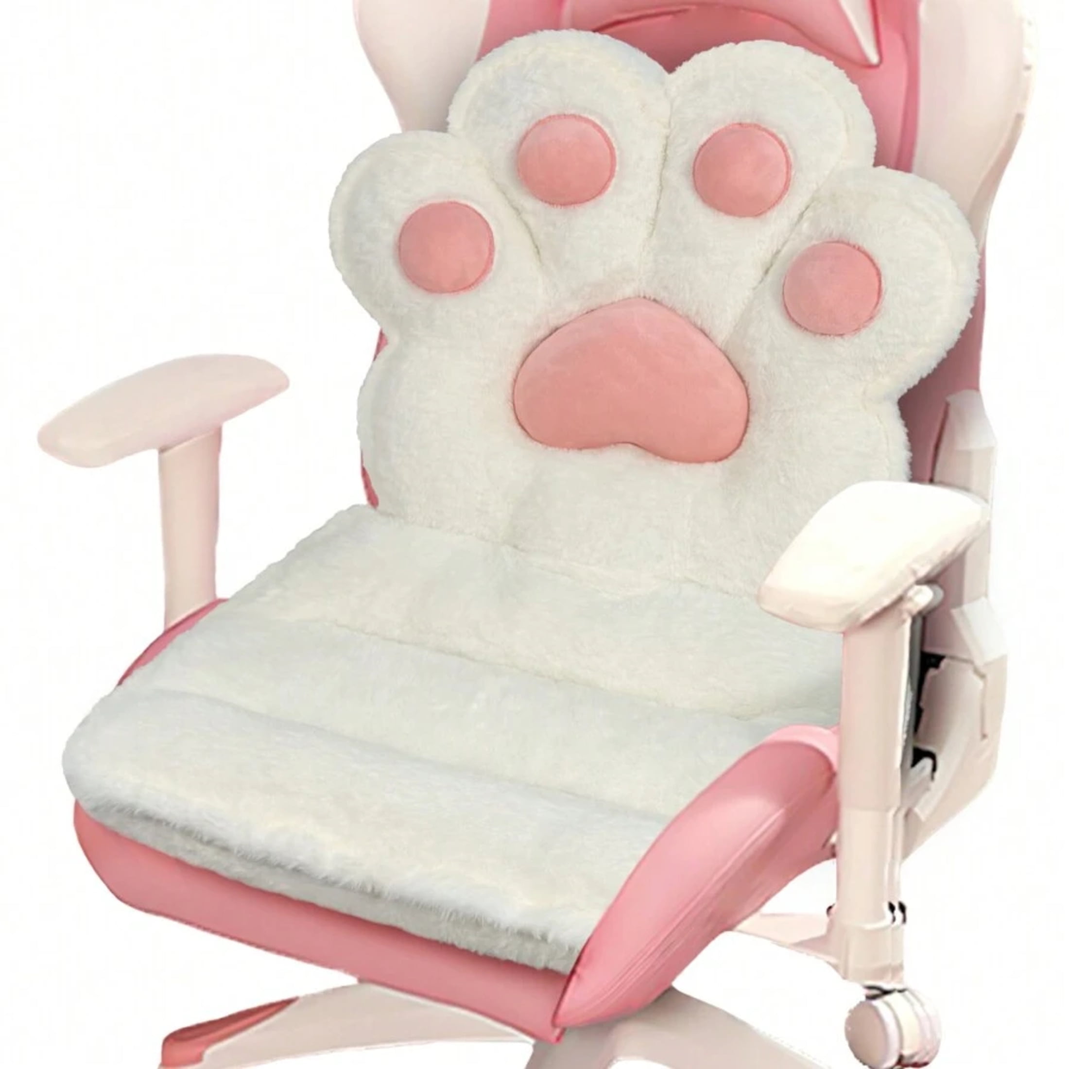 L-Shape Cat Paw Faux Rabbit Fur Seat Cushion - Kawaii Plush Comfy ...