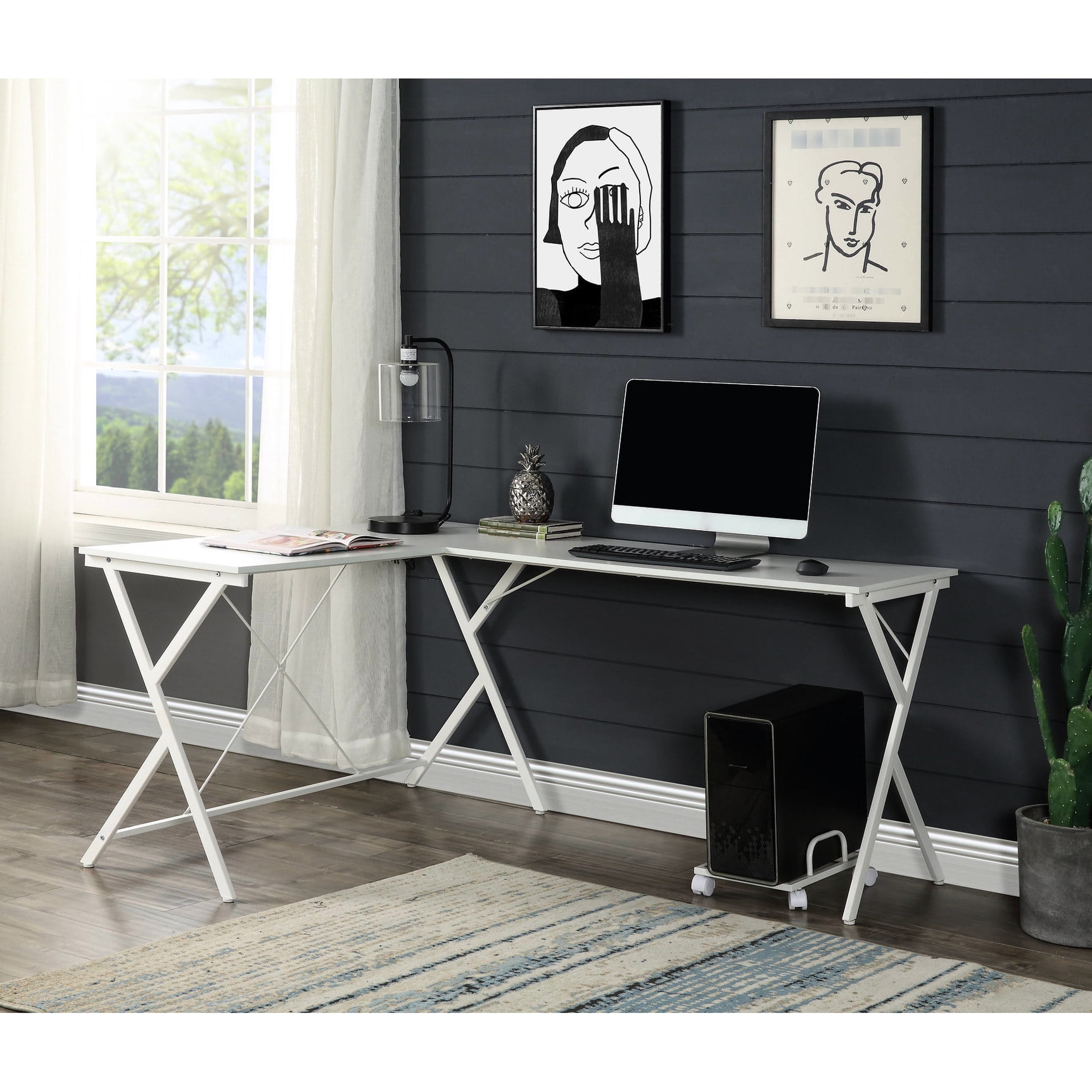 L-Shape Corner Desk, Durable Material - Utilize Corner Space, Resistant ...