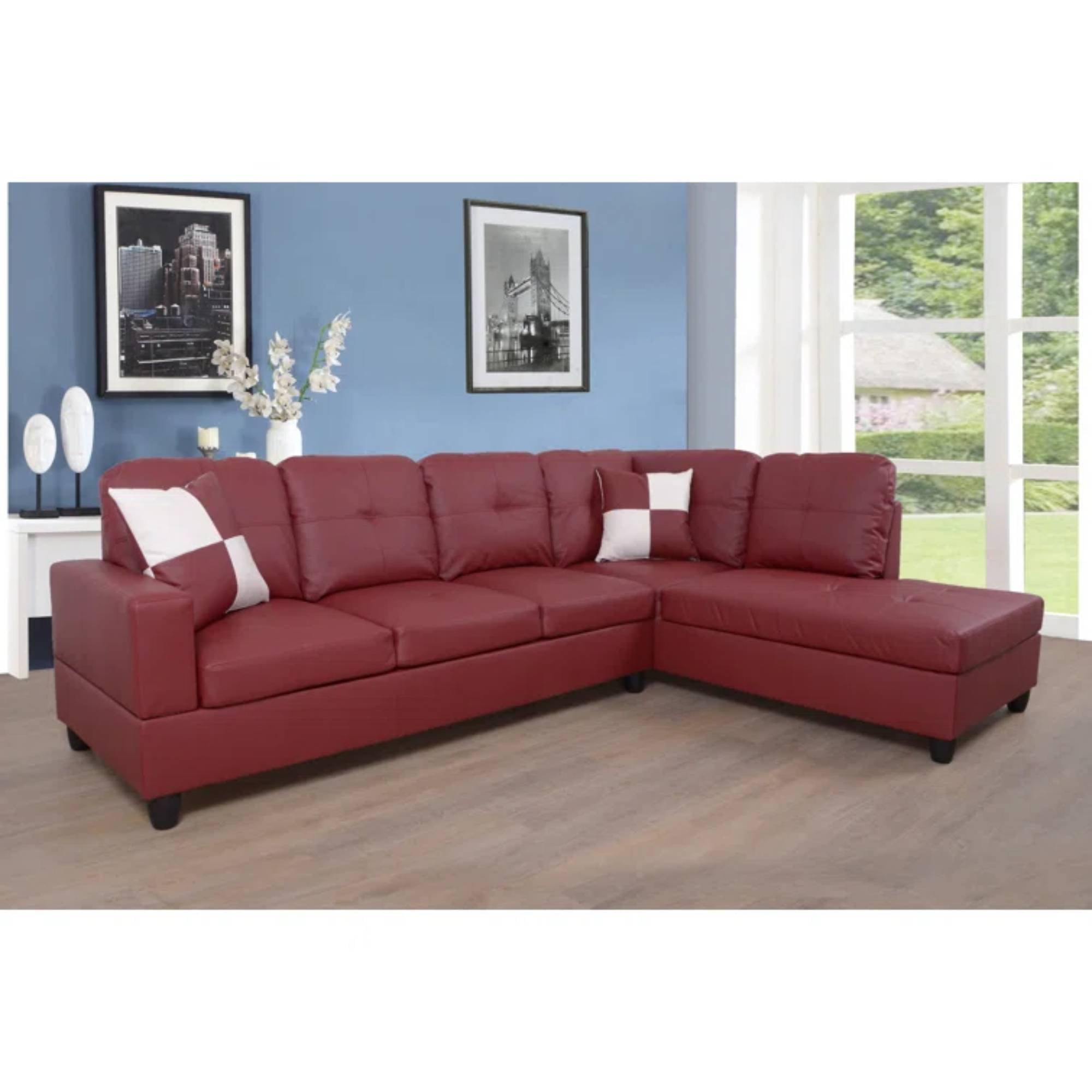 L Shape Leather sofa Couch Modern Sectional Couch with Chaise for ...
