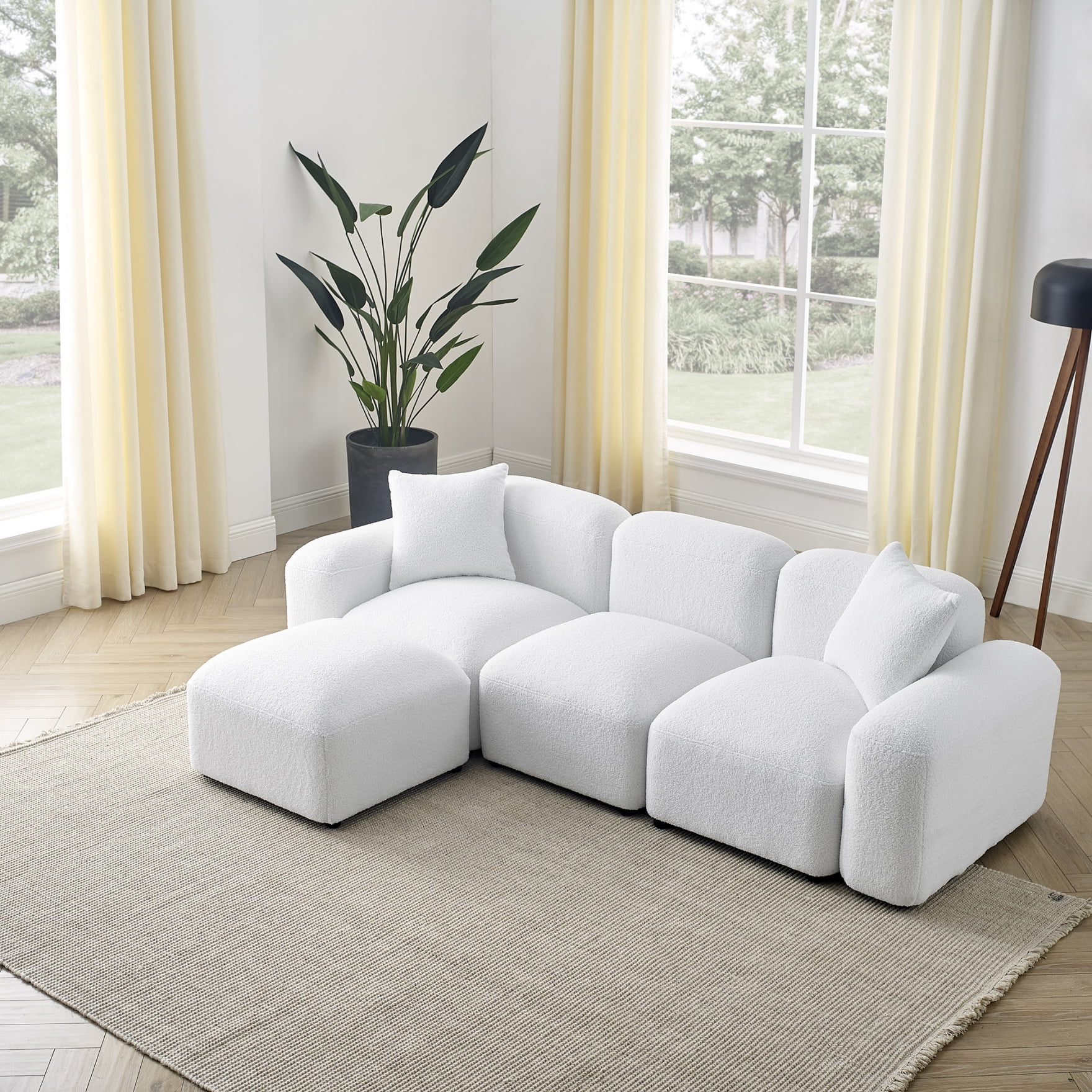 L-Shape Modular Sectional Sofa, 94.5'' Loop Yarn L Shaped Reversible ...