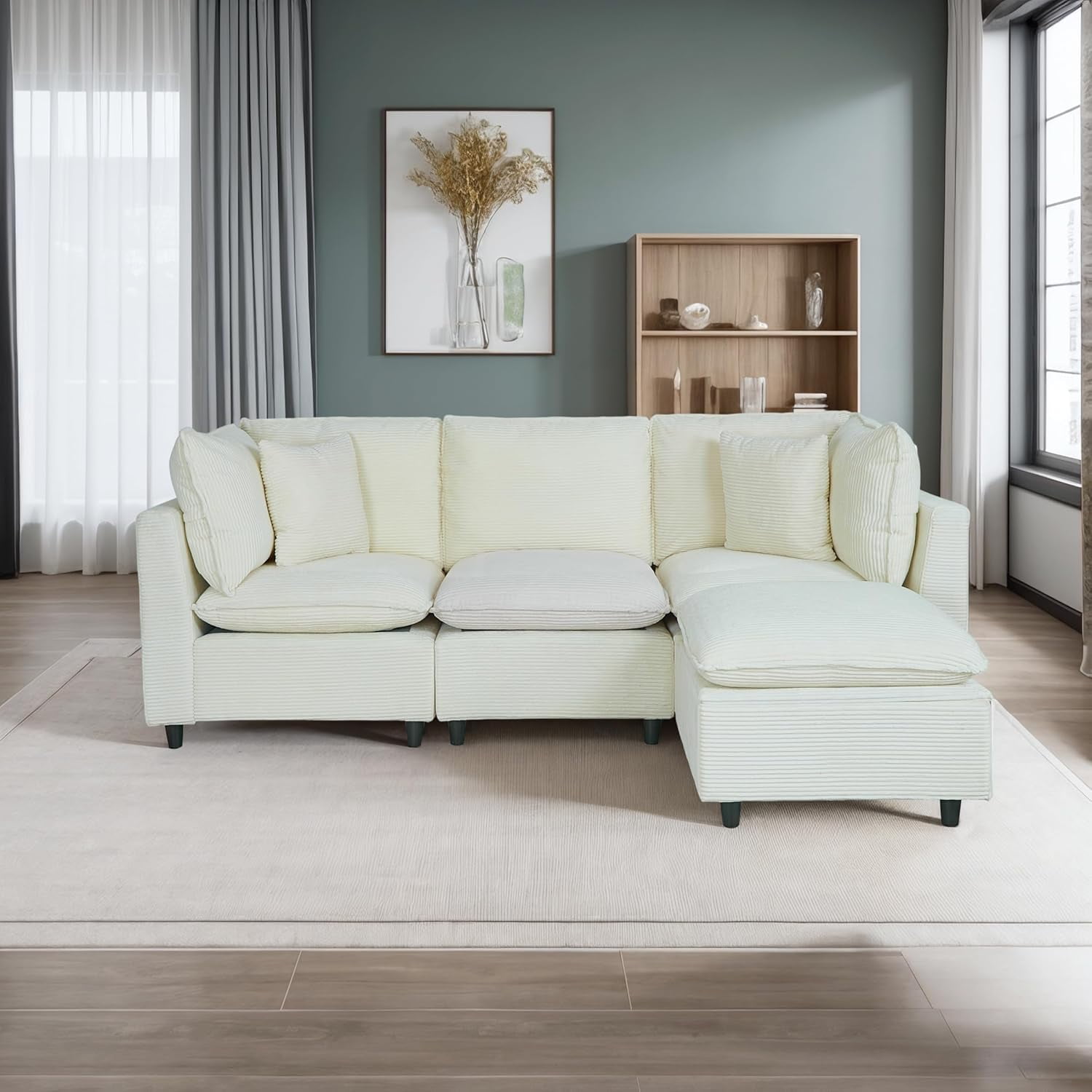 L Shape Modular Sectional Sofa, 96" Oversize Deep Seat Upholstered ...