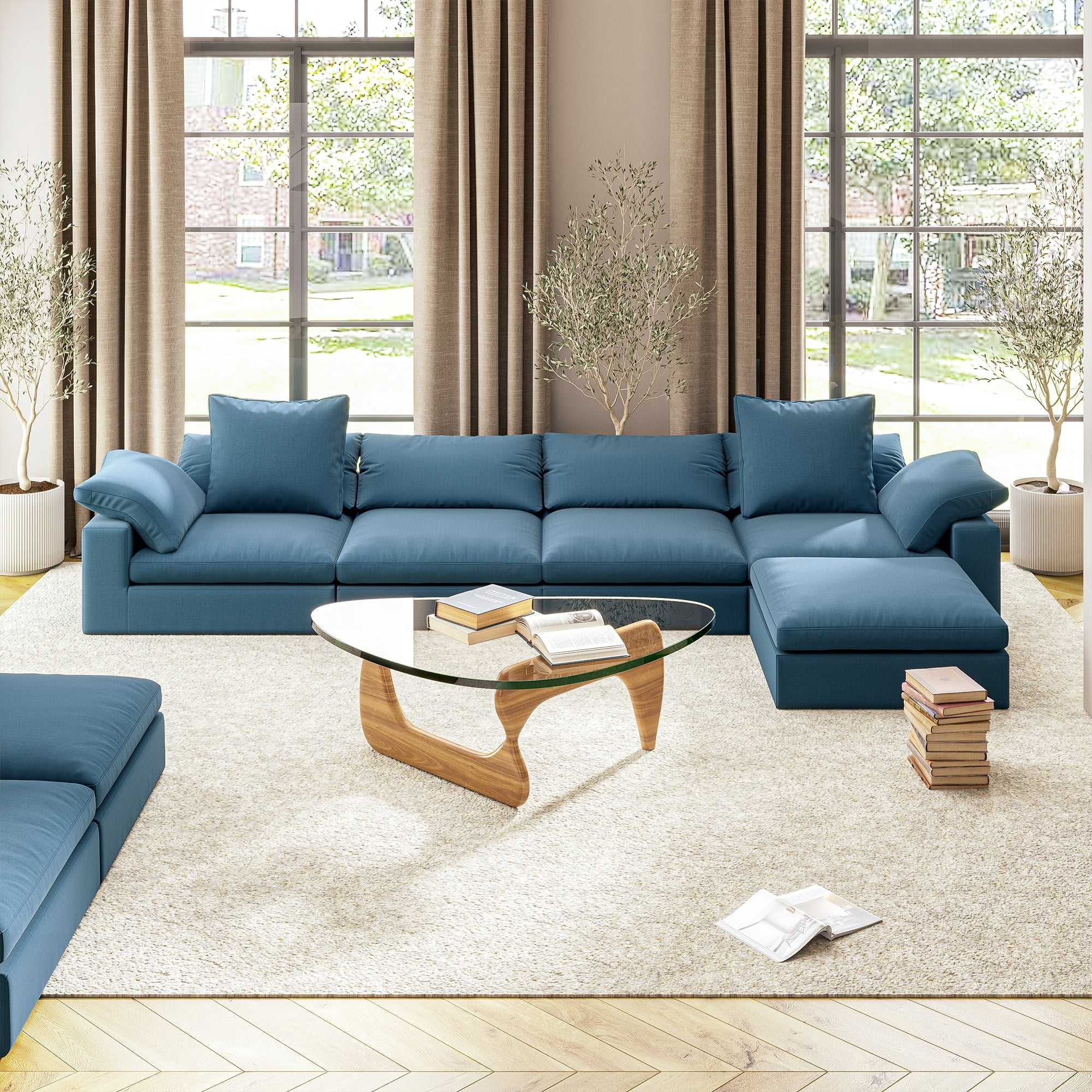 L-Shape Modular Sectional Sofa with Ottoman 5-Seater Modular Sofa ...