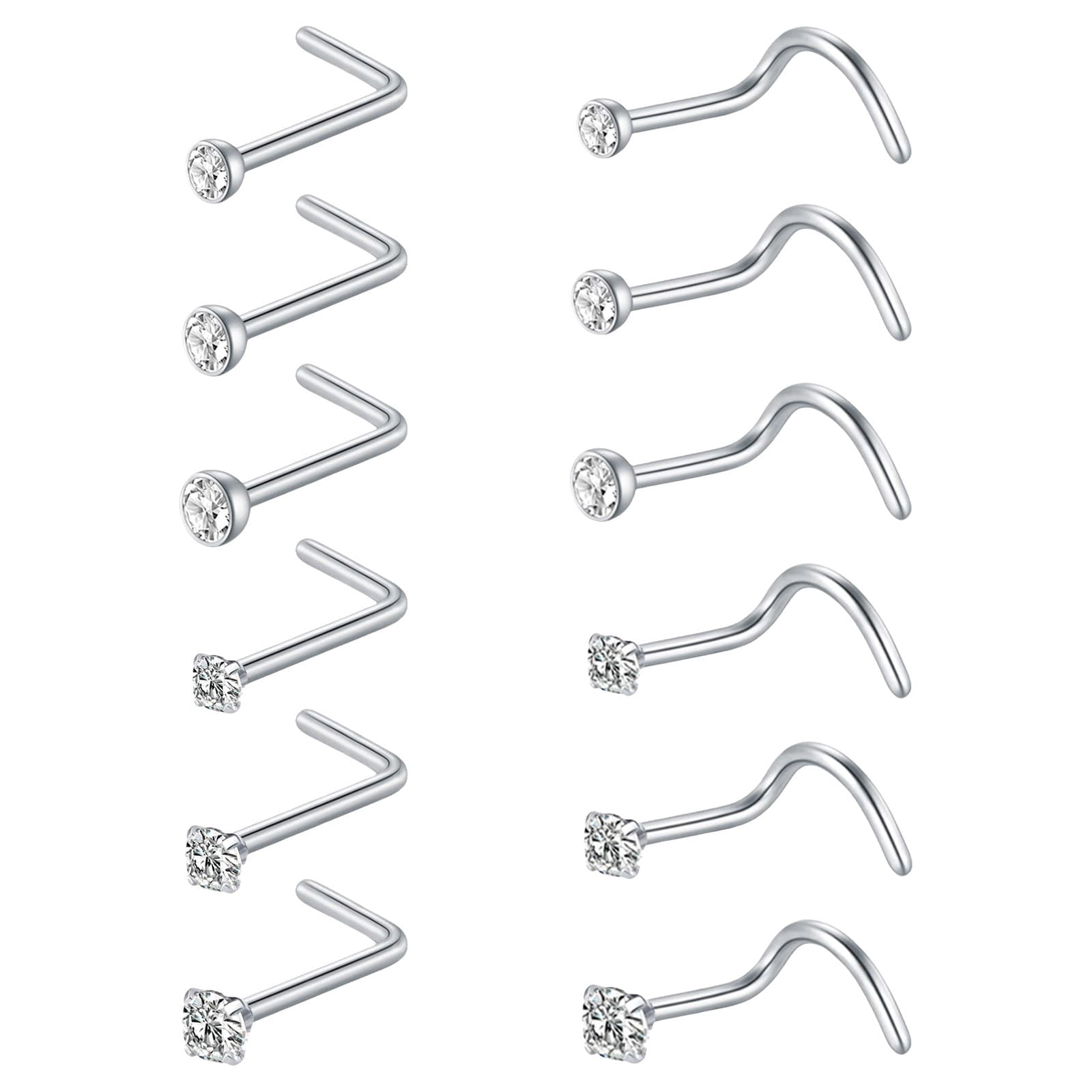 Selgglijpm L Shaped Nose Piercing Jewelry, 20g Stainless Steel Nose ...