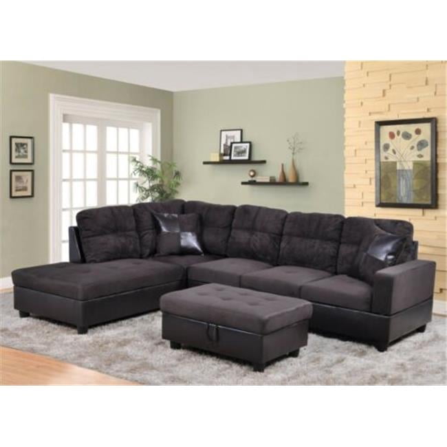 L Shape Right Hand Facing Sectional Sofa Sets, Espresso - Walmart.com
