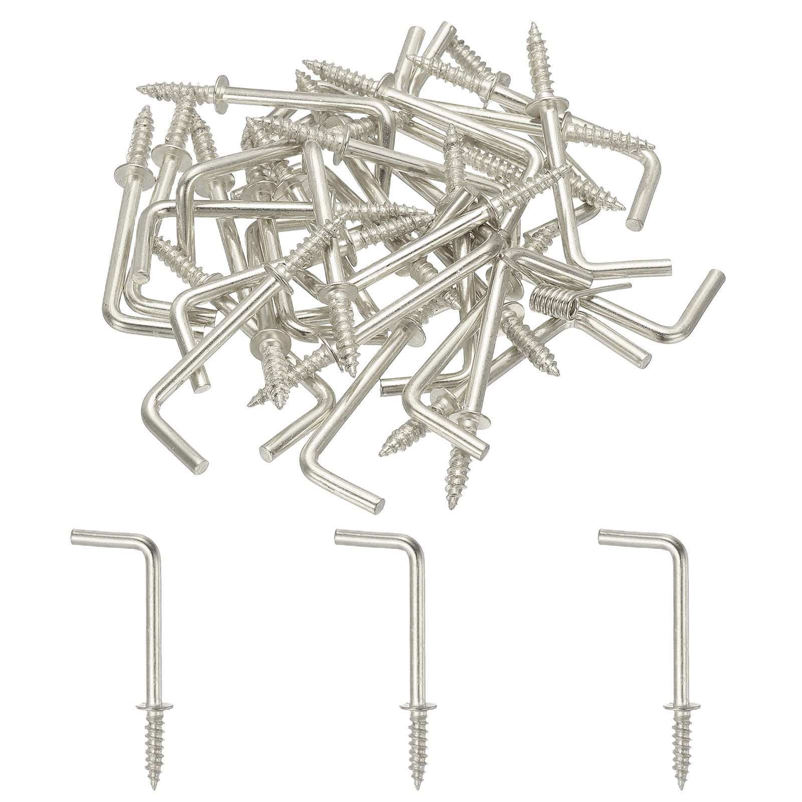 Uxcell L-Shape Screw Hooks Brass Plated Steel Shape Right Angle Medal ...