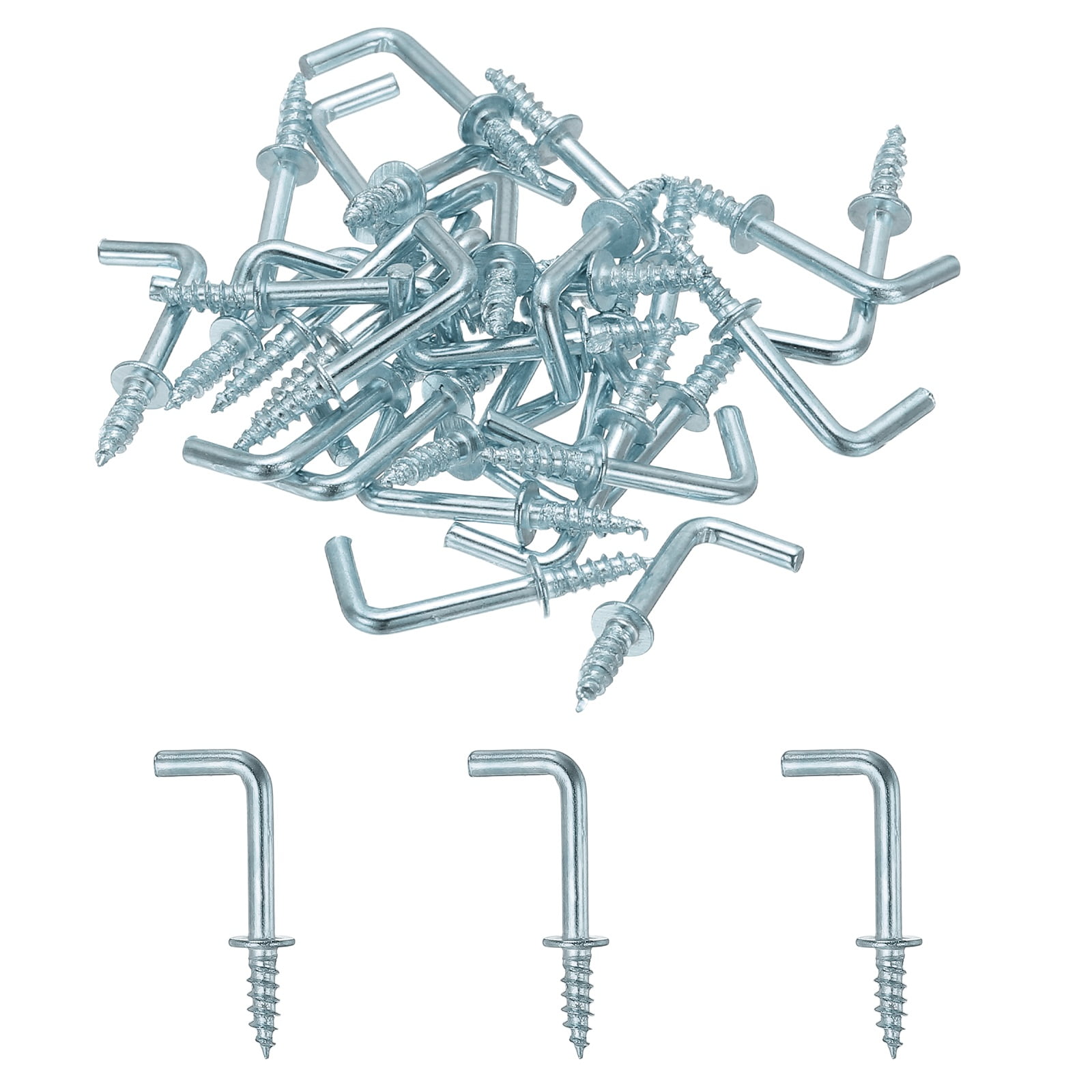 Uxcell L-Shape Screw Hooks Brass Plated Steel Shape Right Angle Medal ...