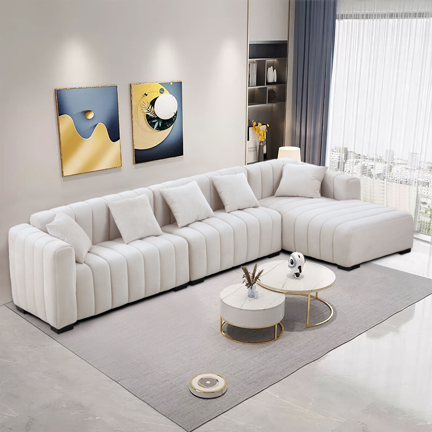 L-Shape Sectional Sofa, Accent Sofa Couch with Right Chaise, 139 ...