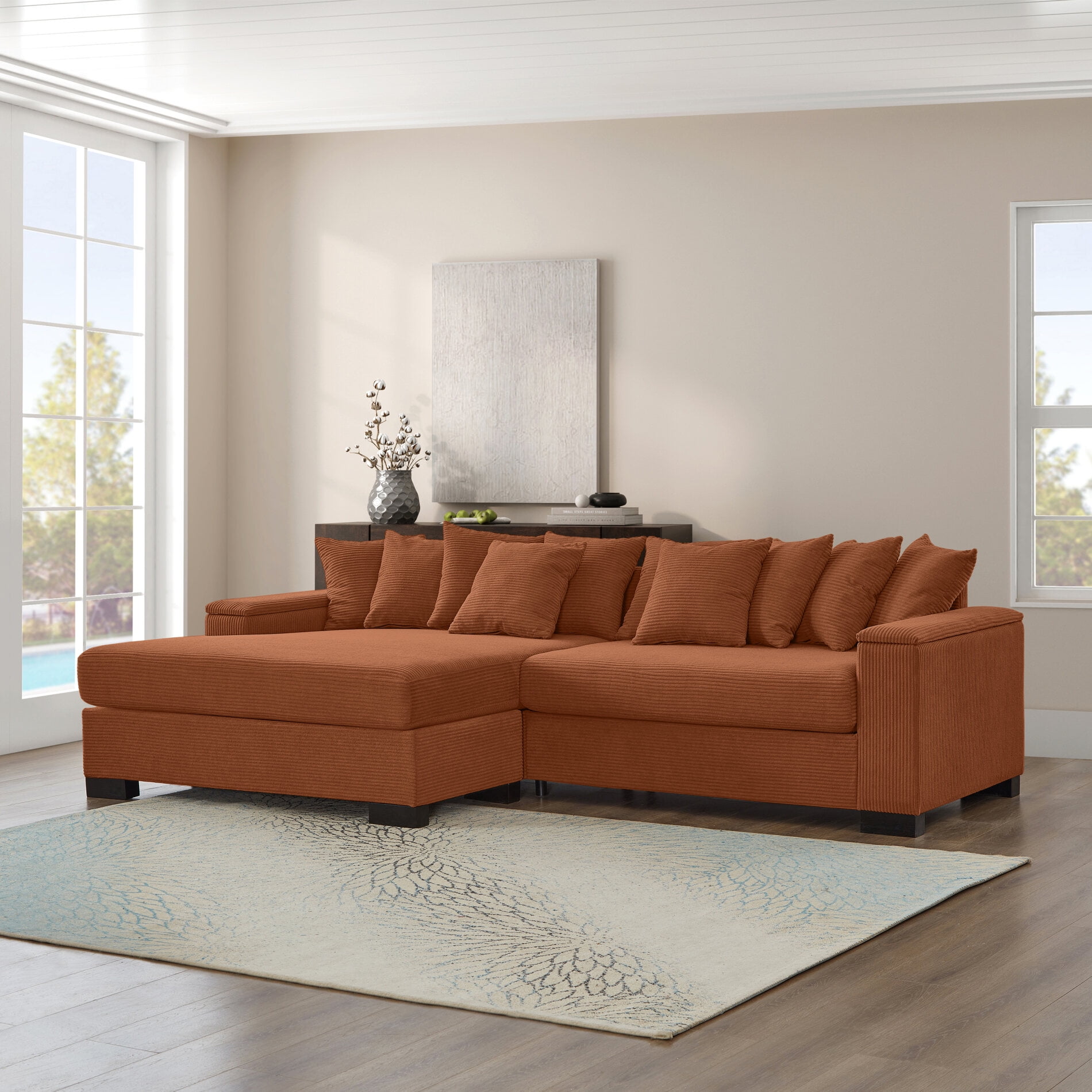 L-Shape Sectional Sofa with Convertible Chaise Lounge and Storage ...