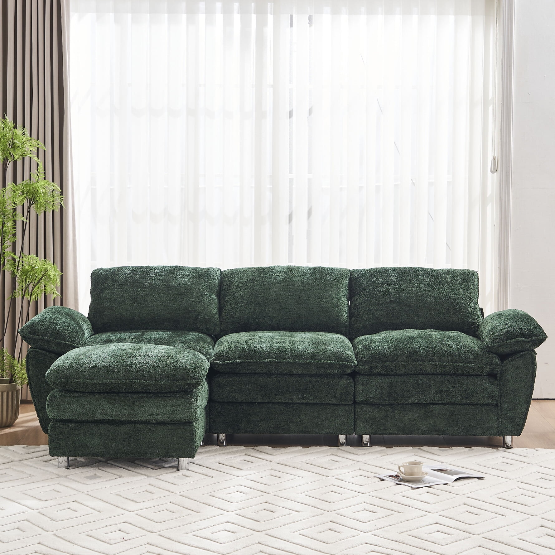 L Shape Sectional Sofa Couch, Modern Deep 3-Seat Sofa Couch with ...