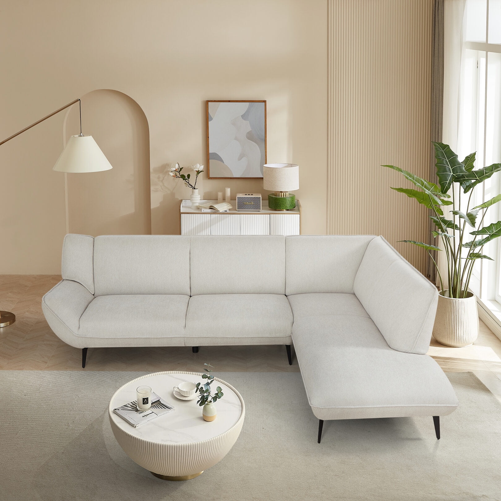 L-Shape Sofa, 106" Deep Seat Sofa Couches, Upholstered Sofa Couch Living Room Sofa Furniture for ...