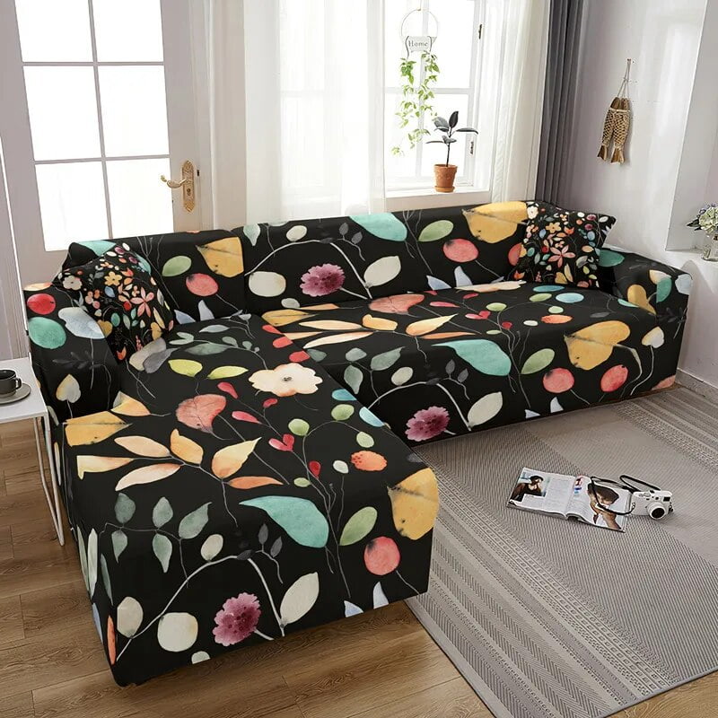 L Shape Sofa Cover 3D Flower Print For Living Room Stretch Slipcovers Sectional Couch Covesr 1/2 ...