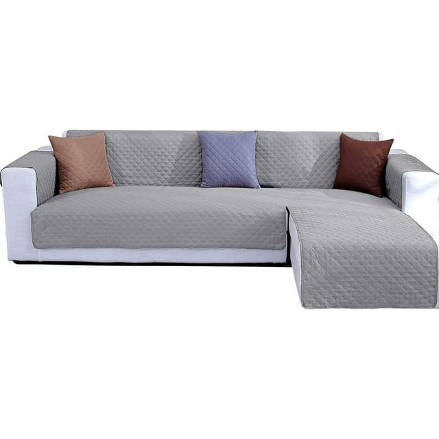 L Shape Sofa Slipcover Reversible Sectional Couch Cover Chaise Lounge ...