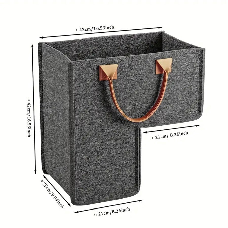 L-Shape Stair Basket Durable Felt Storage Basket with PU Handles Home ...