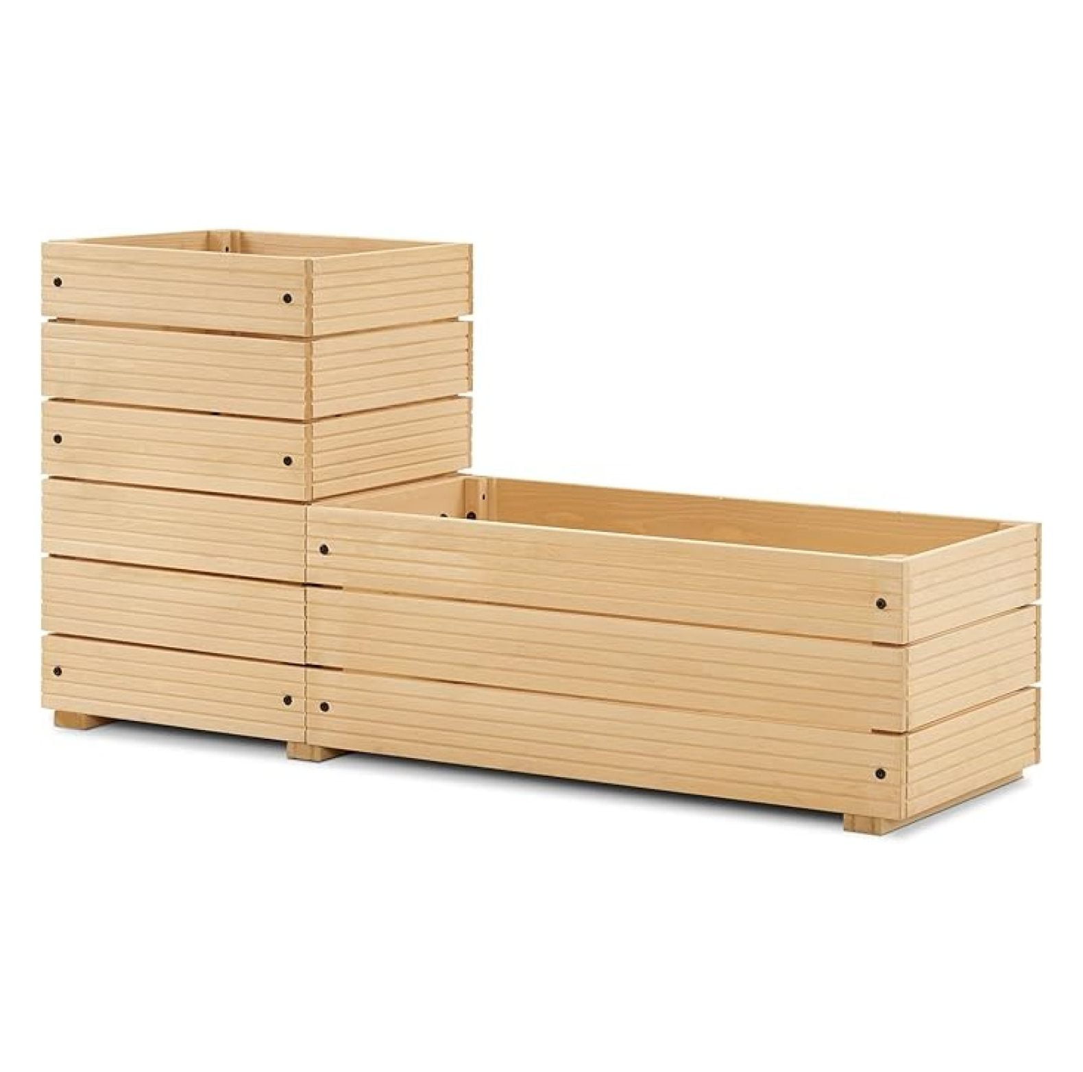 L Shape Wooden Raised Garden Bed, Outdoor Planter Box Elevated Garden ...