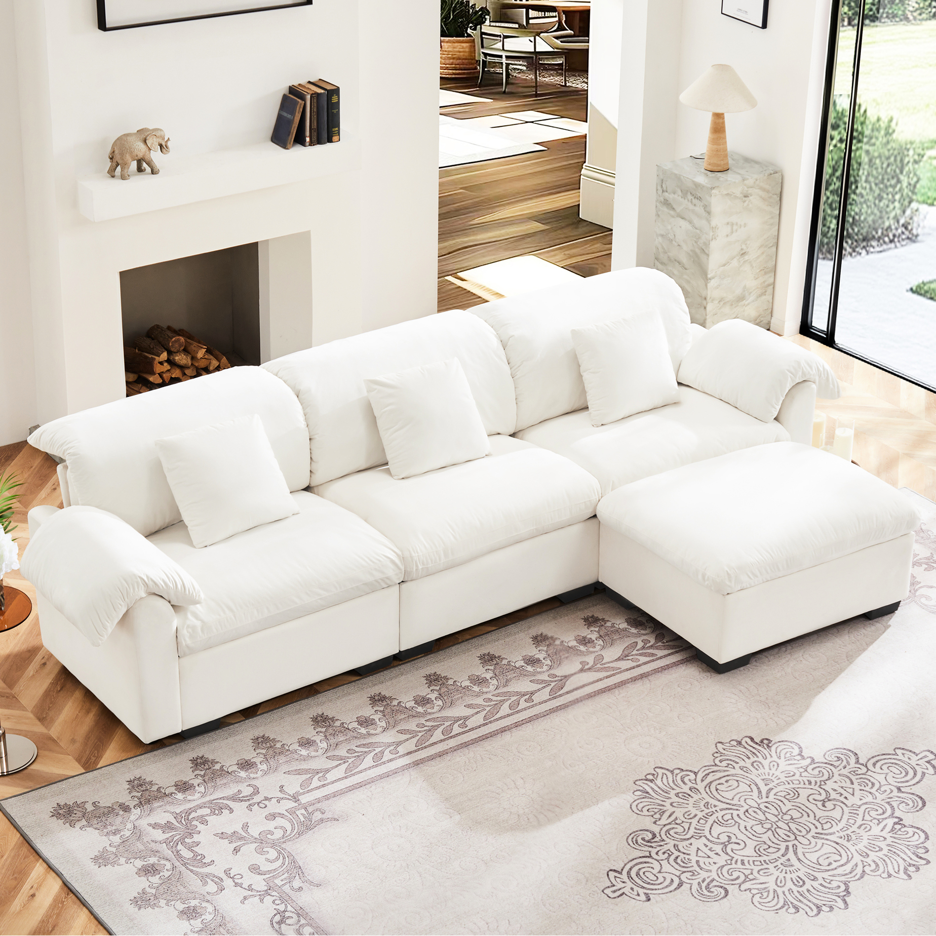 L Shaped 3 Velvet With Storage And , Modern Couch For Living Room In ...