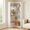 L-Shaped 5 Tier Corner Bookshelf 71.8'' Tall - Farmhouse Style Storage ...