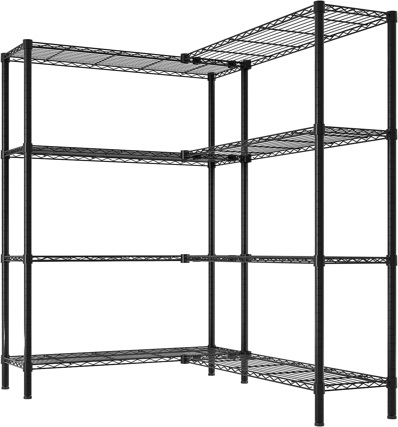 L Shaped Adjustable Storage Shelves 49.2''W X 70.86''H , 4 Tier Wire ...