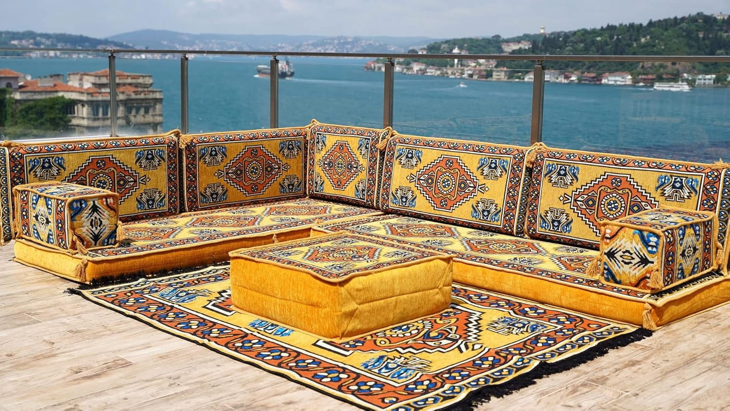 L Shaped Arabic Floor Pillows, Sleeper Sofa, Diwan Sofa, Turkish Sofa ...