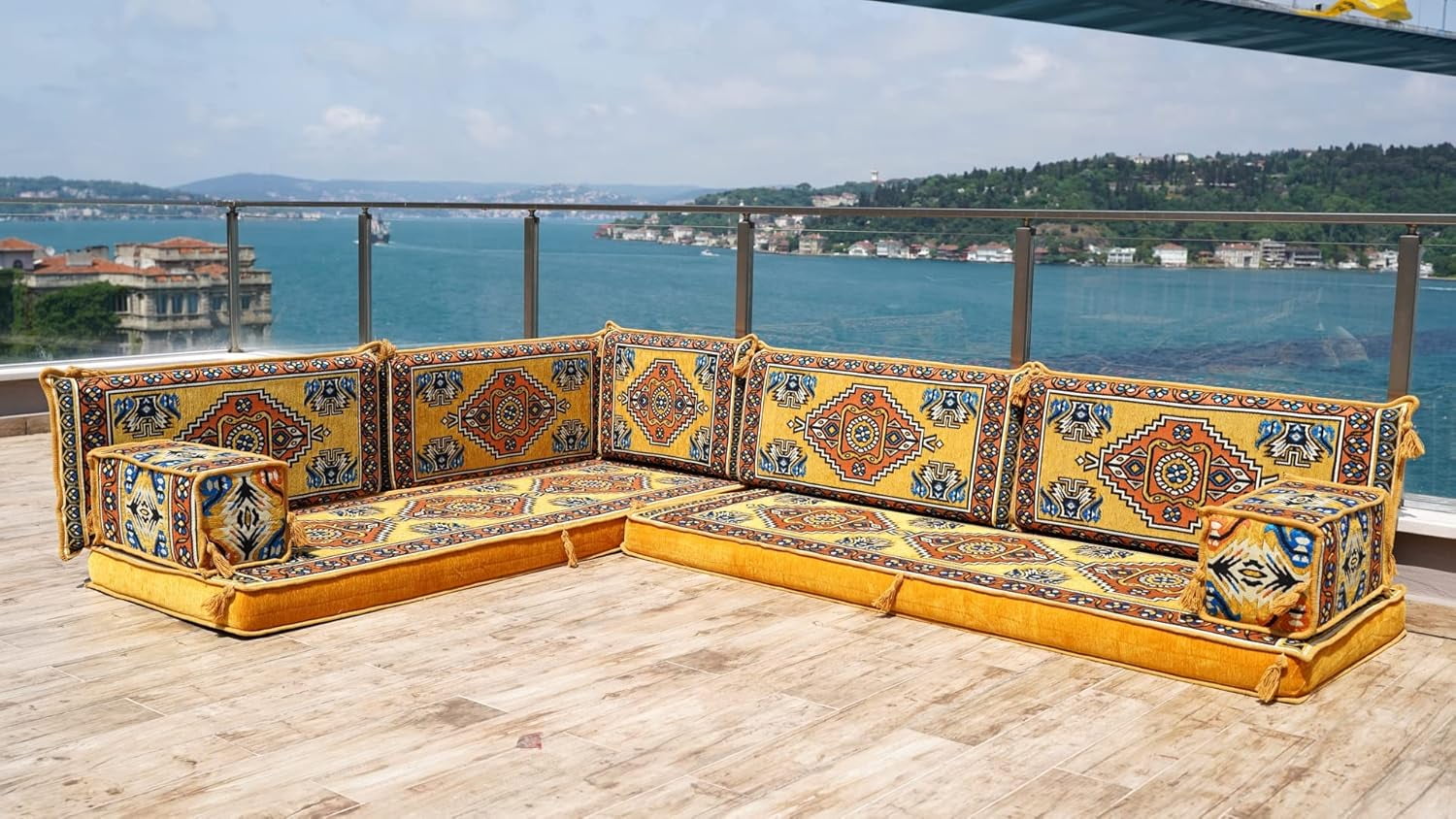 L Shaped Arabic Floor Pillows, Sleeper Sofa, Diwan Sofa, Turkish Sofa ...