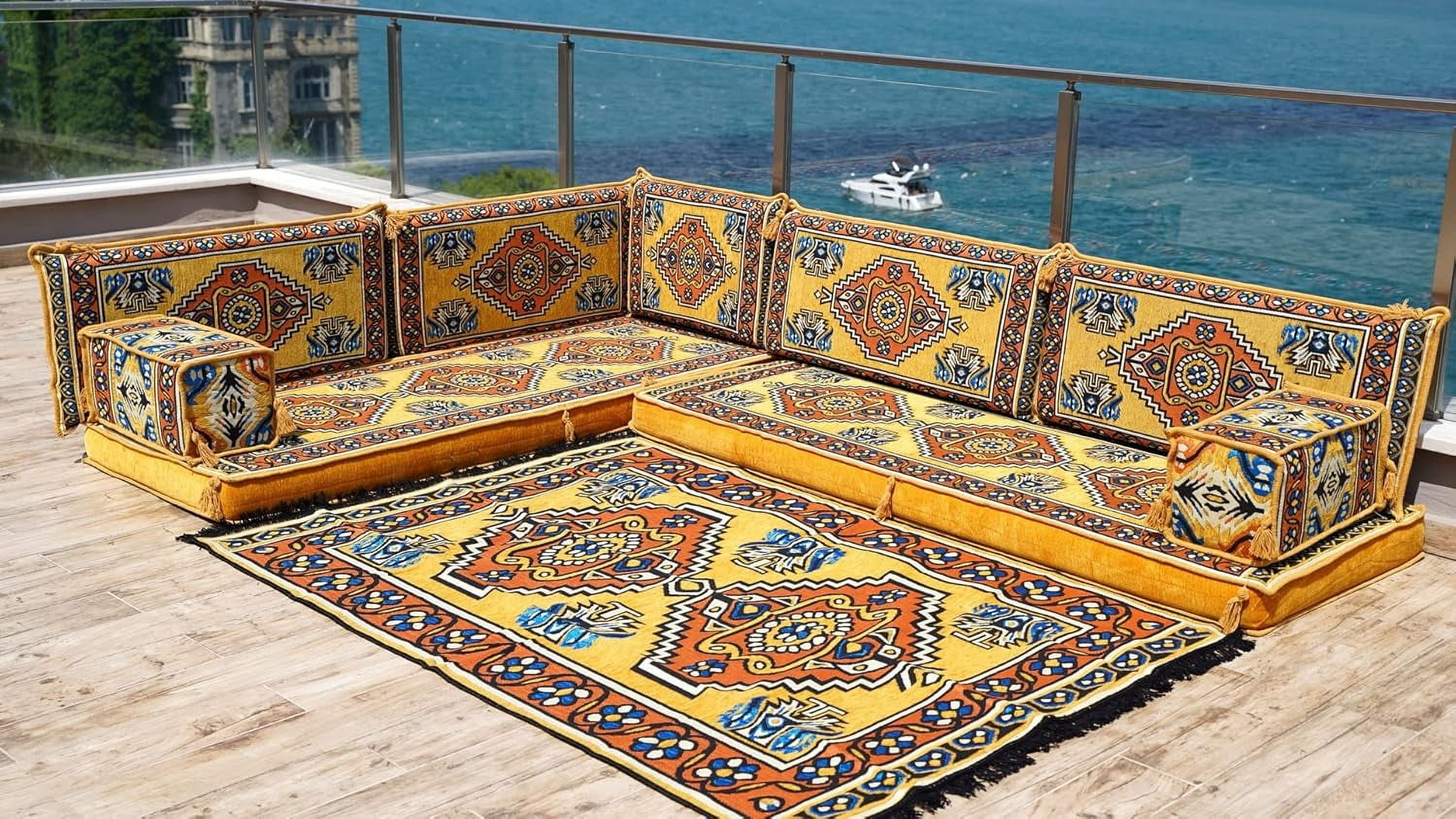 L Shaped Arabic Floor Pillows, Sleeper Sofa, Diwan Sofa, Turkish Sofa ...
