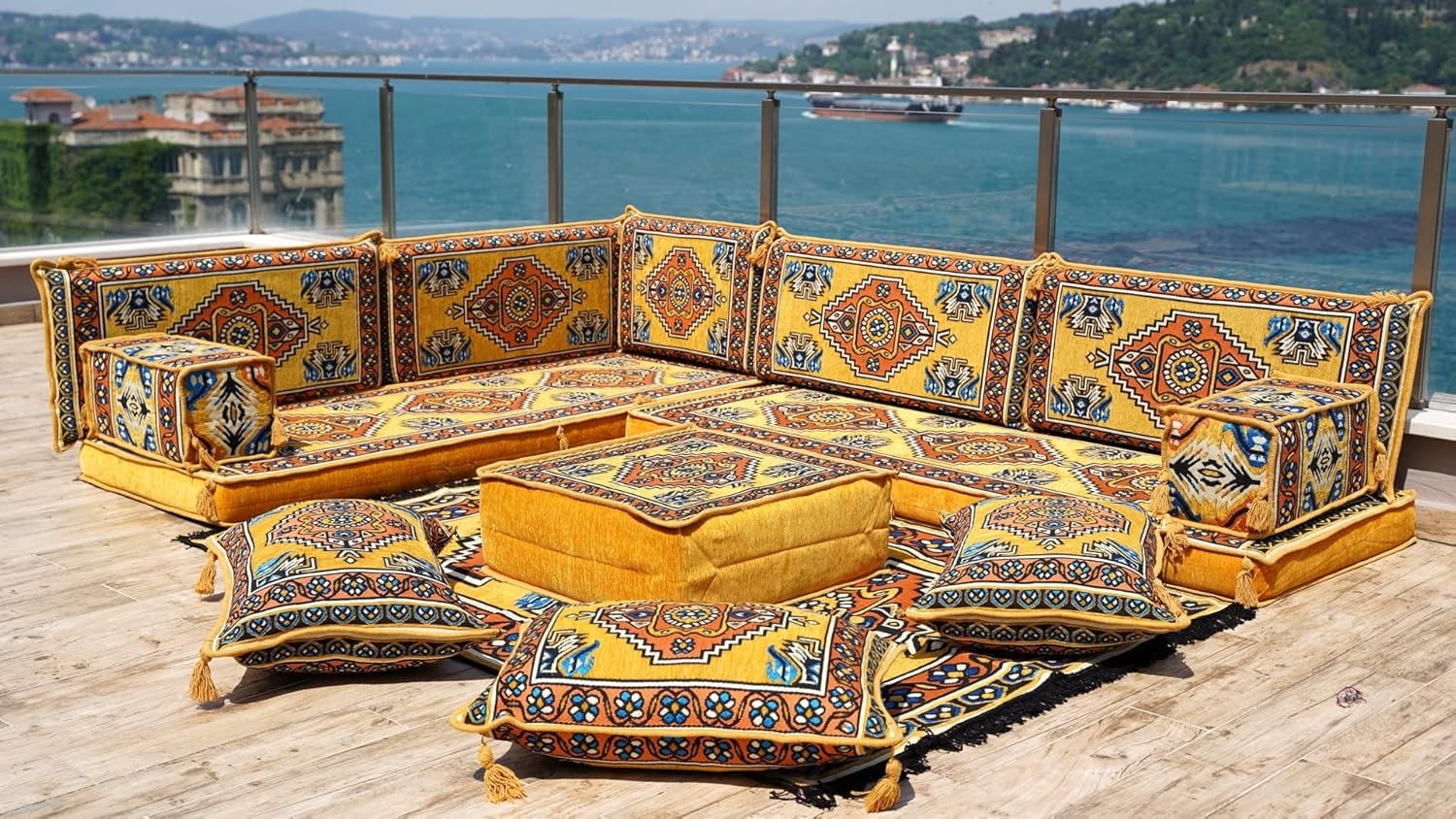 L Shaped Arabic Floor Pillows, Sleeper Sofa, Diwan Sofa, Turkish Sofa ...