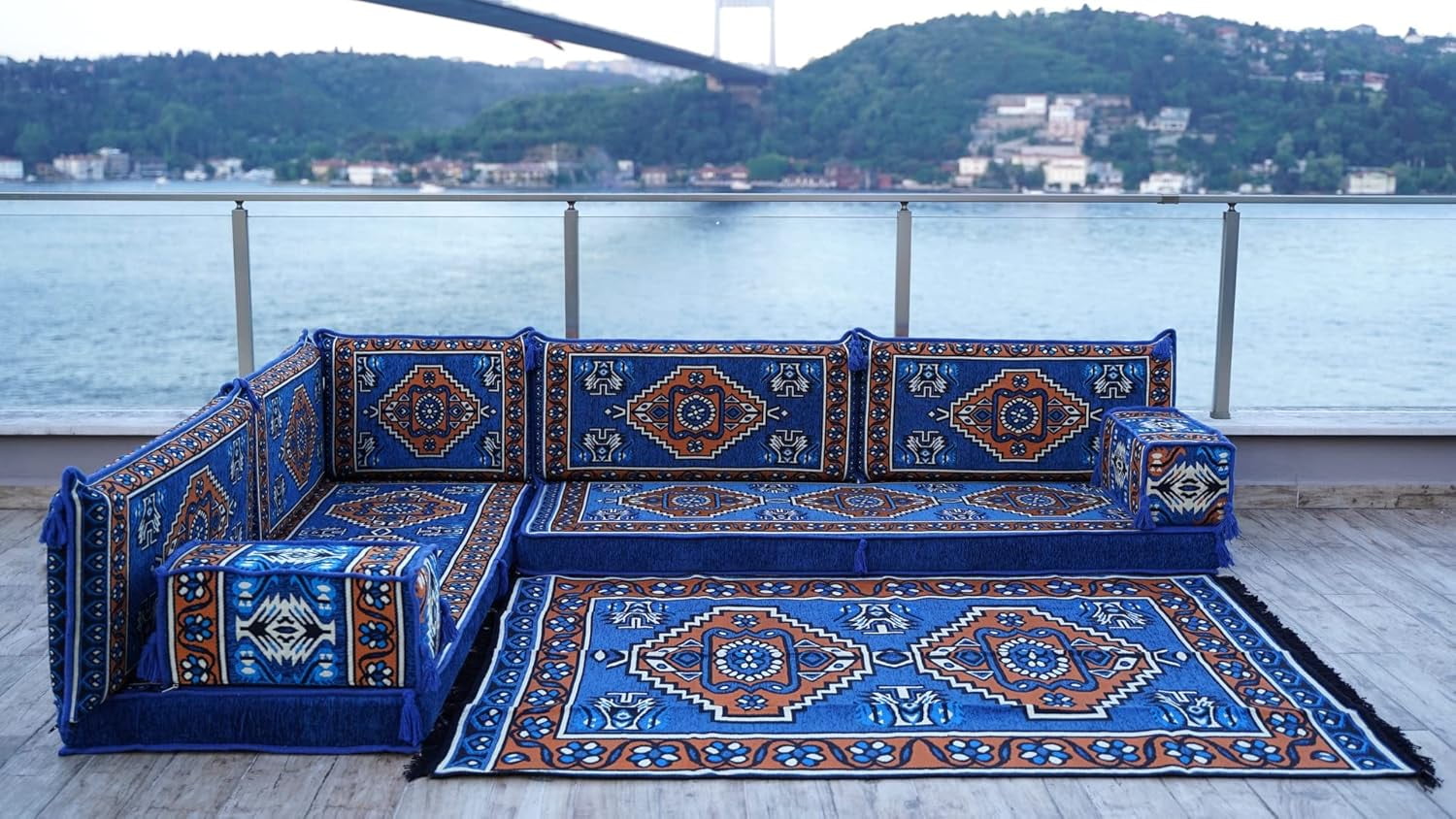 L Shaped Arabic Floor Sofa Set, Turkish Floor Cushions, Patio Sofas ...