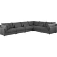 L-Shaped Black Fabric Sectional Sofa Set, 6-Piece Modular Living Room ...