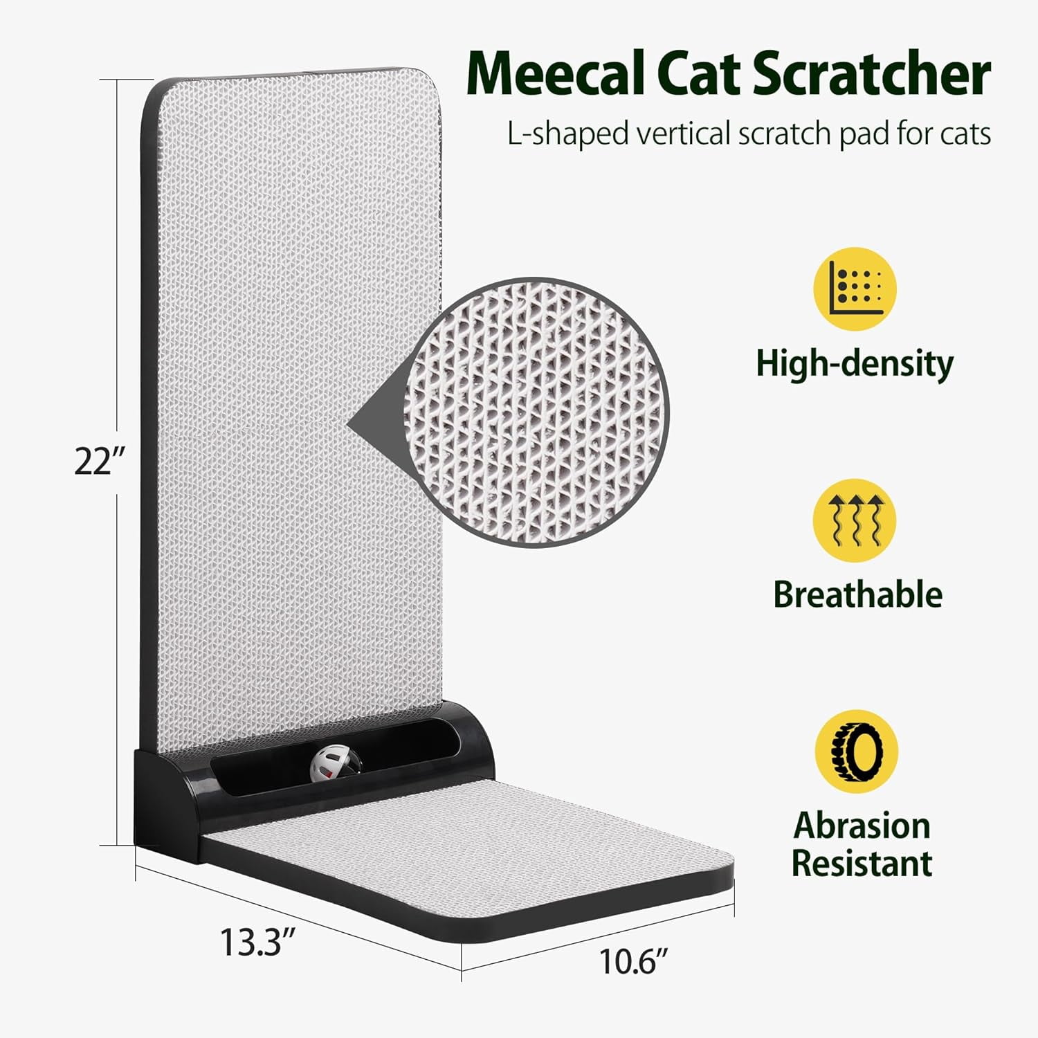 L Shaped Cat Scratcher For Indoor Cats,22 Inch L Shape Vertical ...