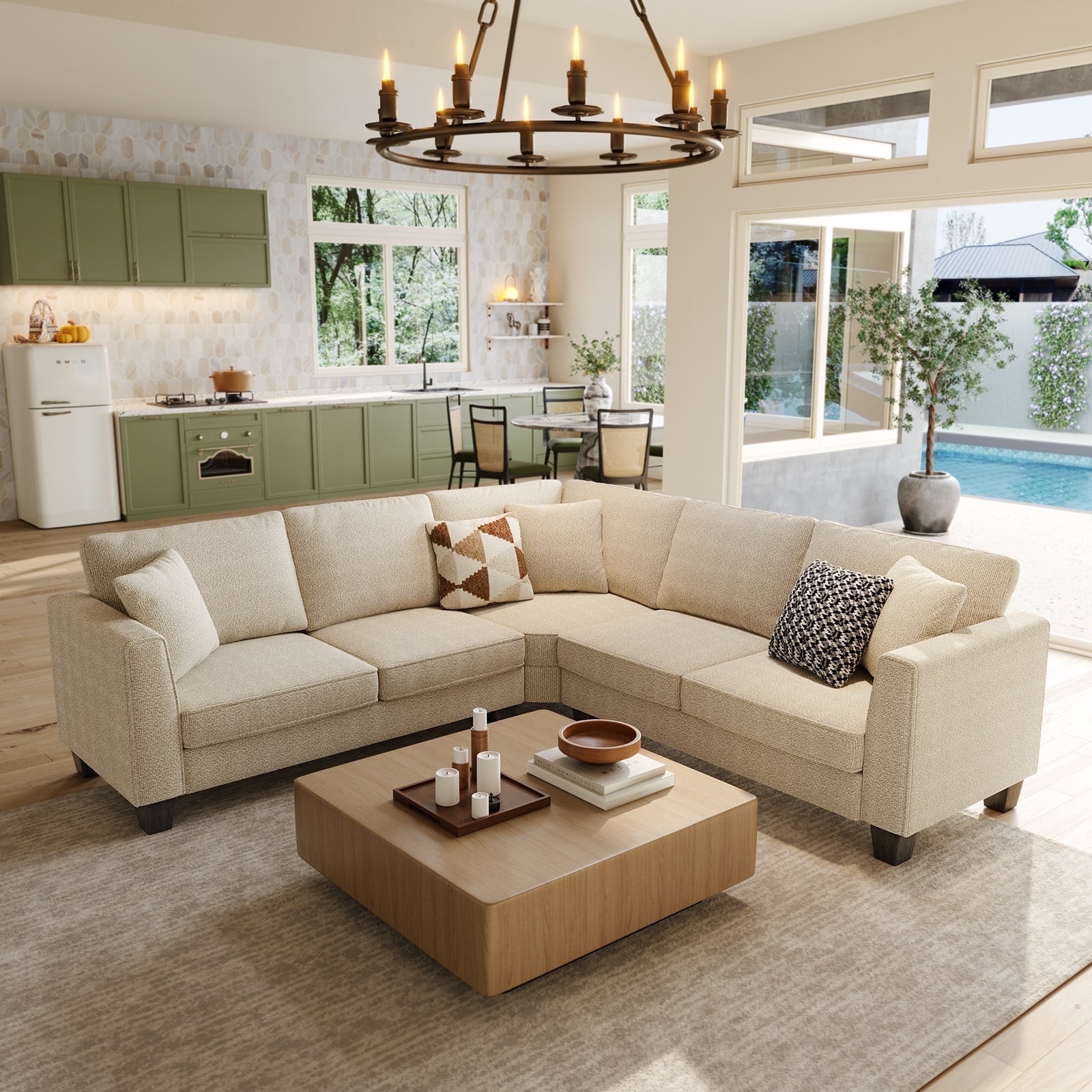 L Shaped Sectional Sofa for Living Room, Small Corner Couch with 3 ...