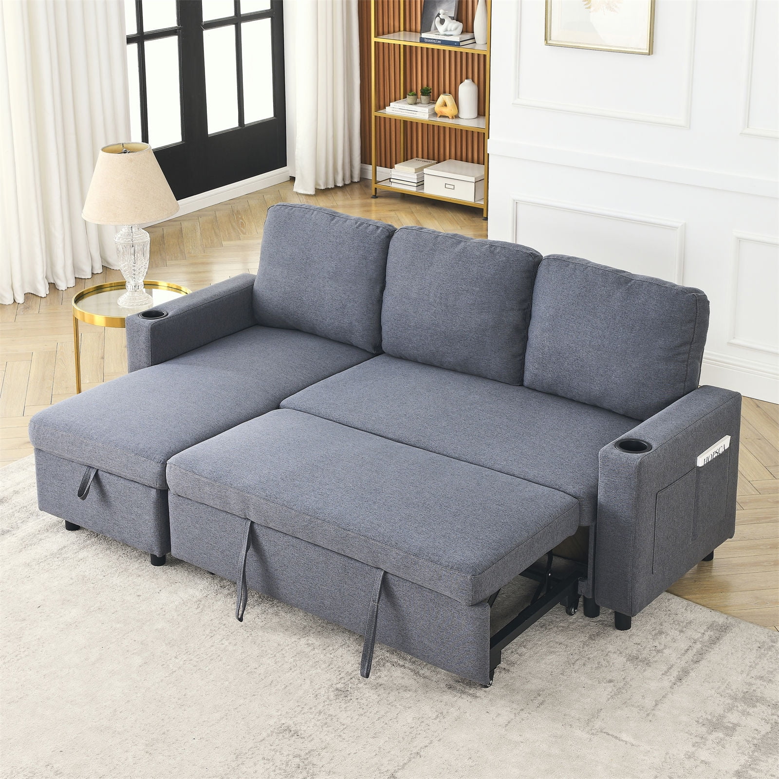 L-Shaped Combo Sofa Bed, Reversible Sleeper Combo Sofa with Pullout Bed ...