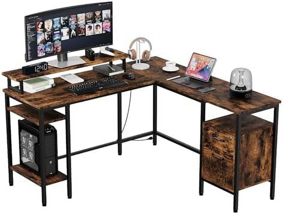 L Shaped Computer Desk 55 inch Home Office Desks Writing Gaming Desk ...