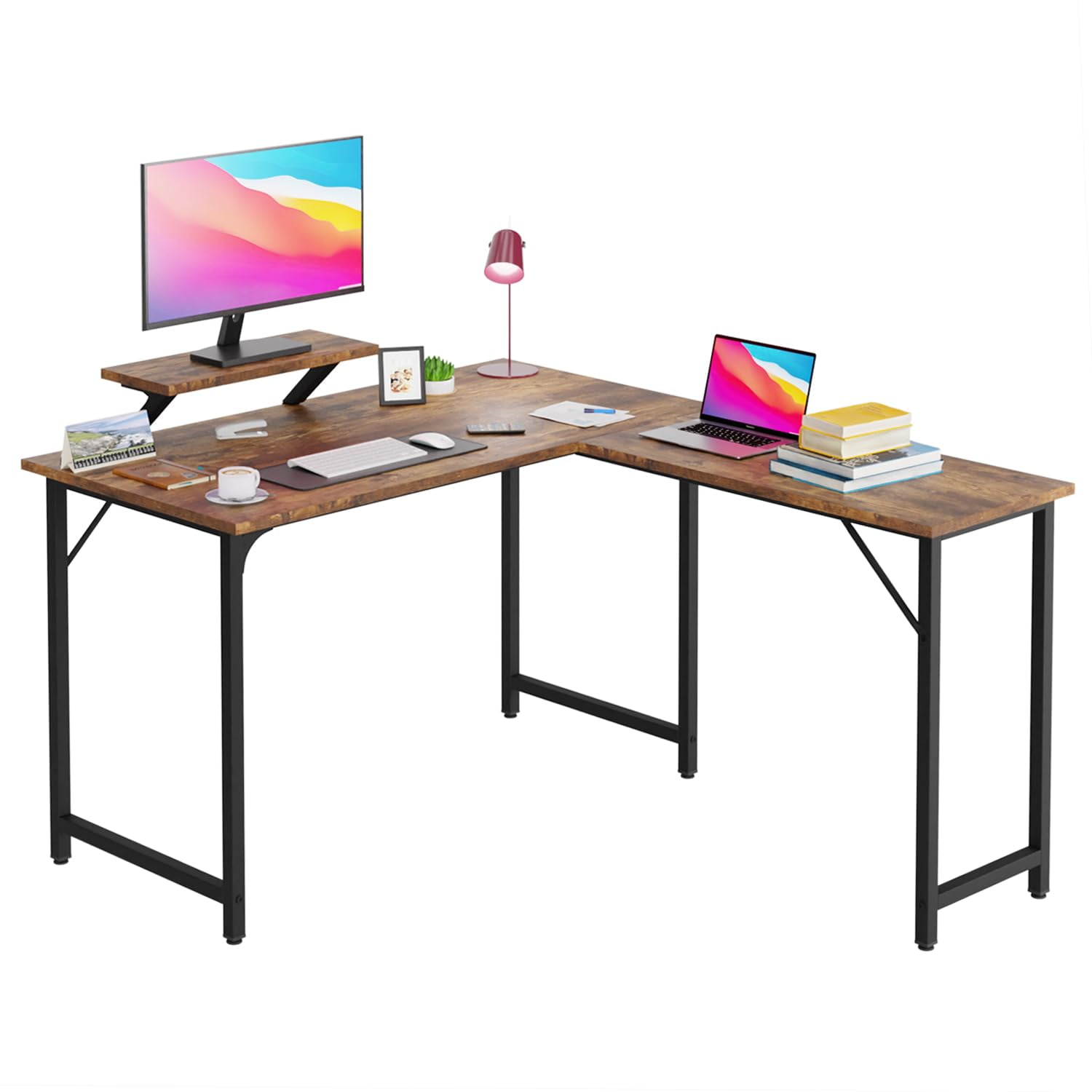 L Shaped Computer Desk Corner Gaming Table Office Workstation with ...