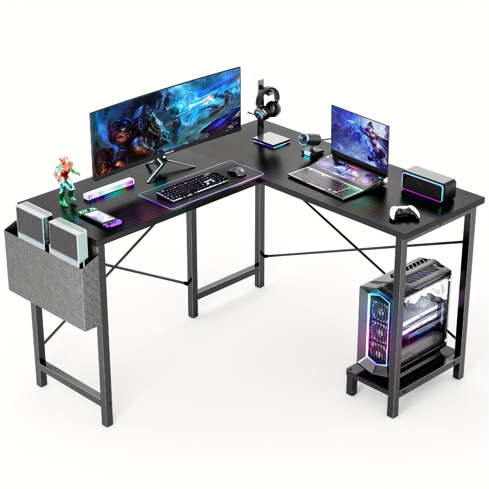 L Shaped Computer Desk - Gaming Table Corner Desk 50 Inch PC Writing ...