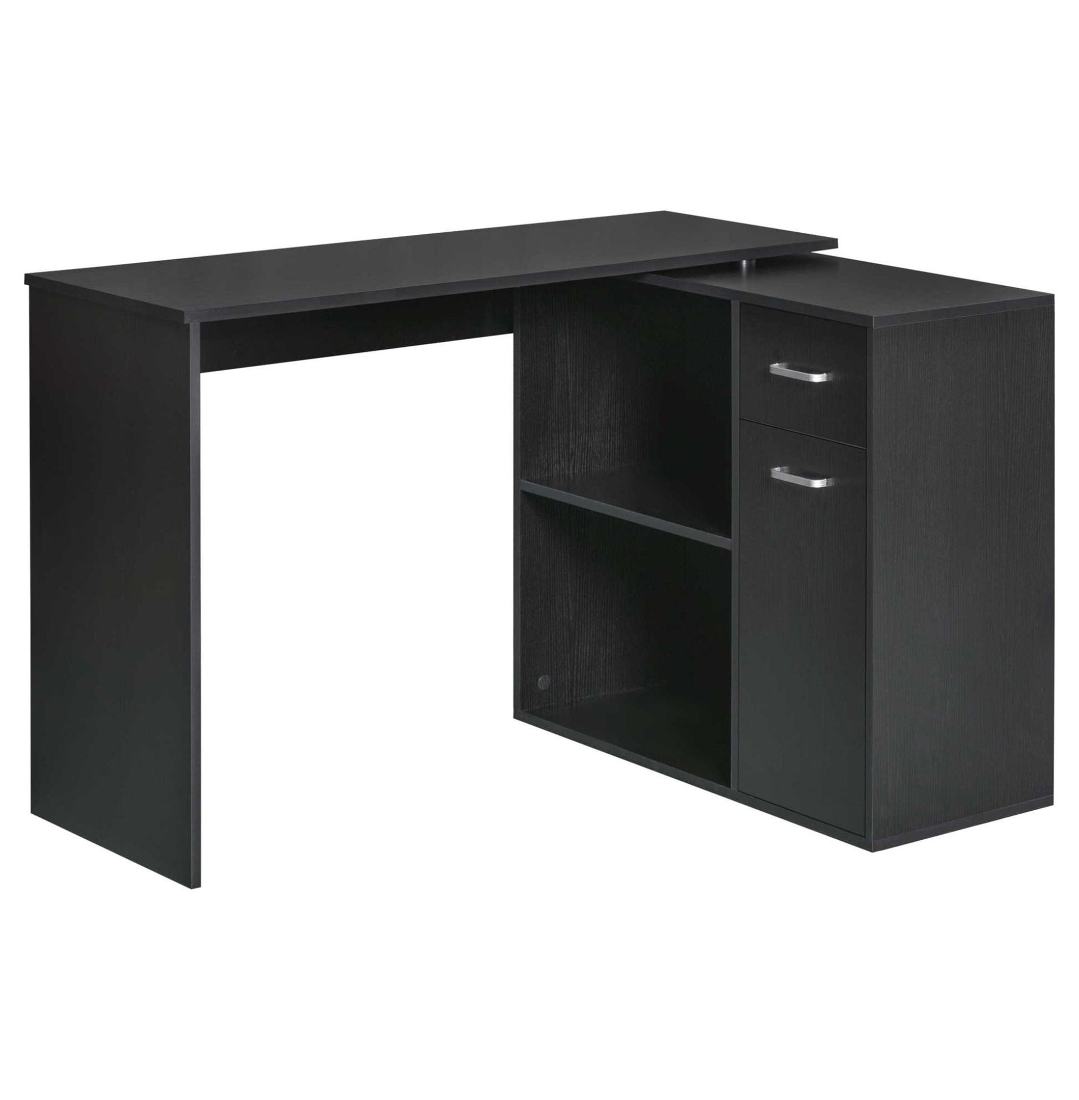 L-Shaped Computer Desk with Rotating Shelves & Drawer, Home Office ...