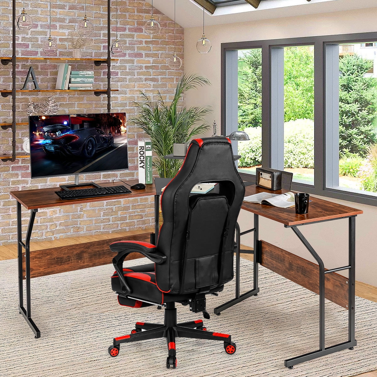 L-Shaped Computer Office Desk,Home Office Writing Study Workstation ...