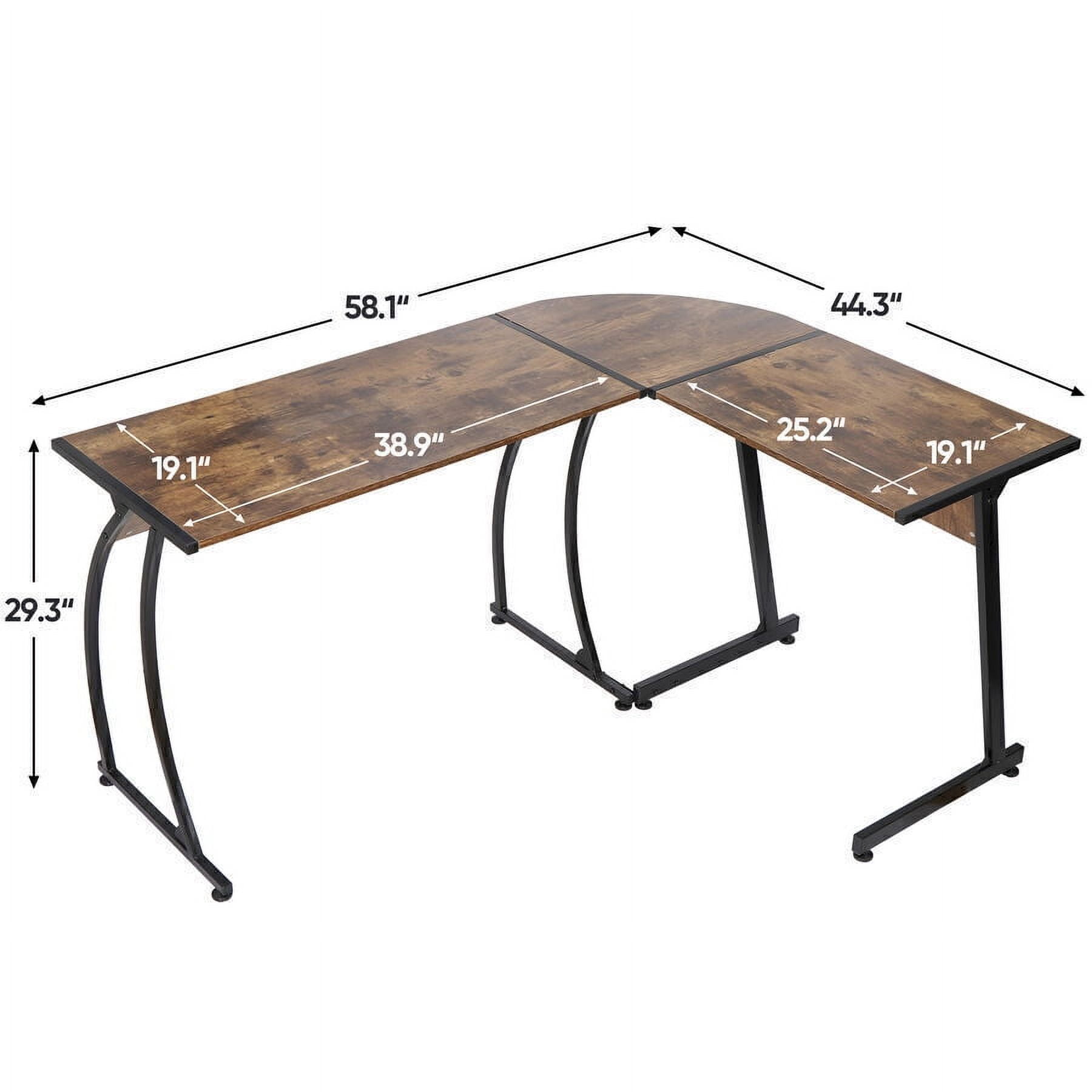 L-Shaped Computer Table in Brown for Office & Home Desk Corner ...