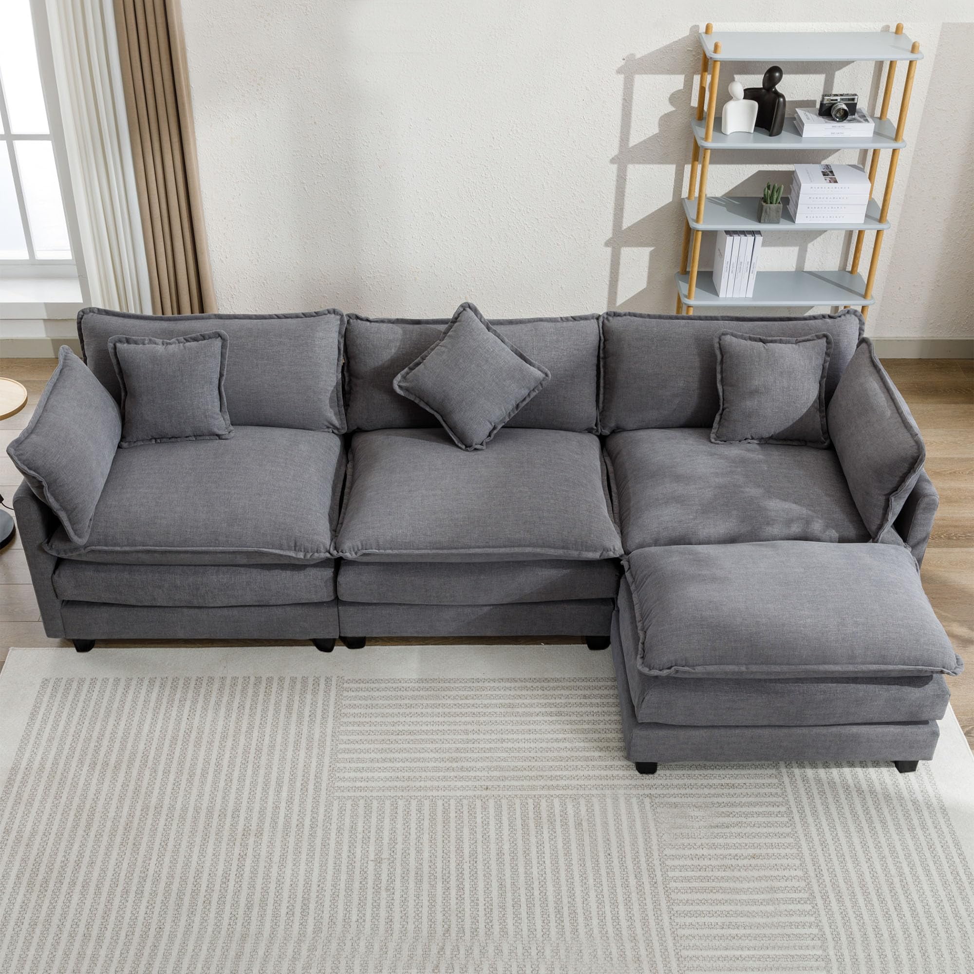 L-Shaped Convertible Modular Sectional Sofa with Reversible Chaise ...