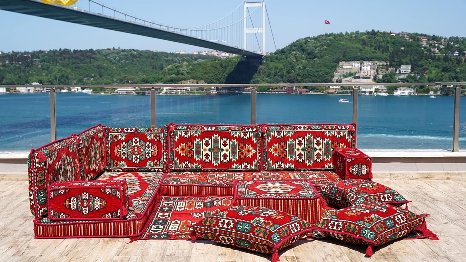 L Shaped Convertible Sofa, Floor Pillows Set, Turkish Sofa Seating ...