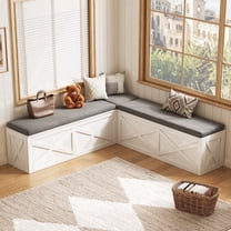 Farmhouse L-Shaped Corner Storage Bench with Cushion Seating for ...