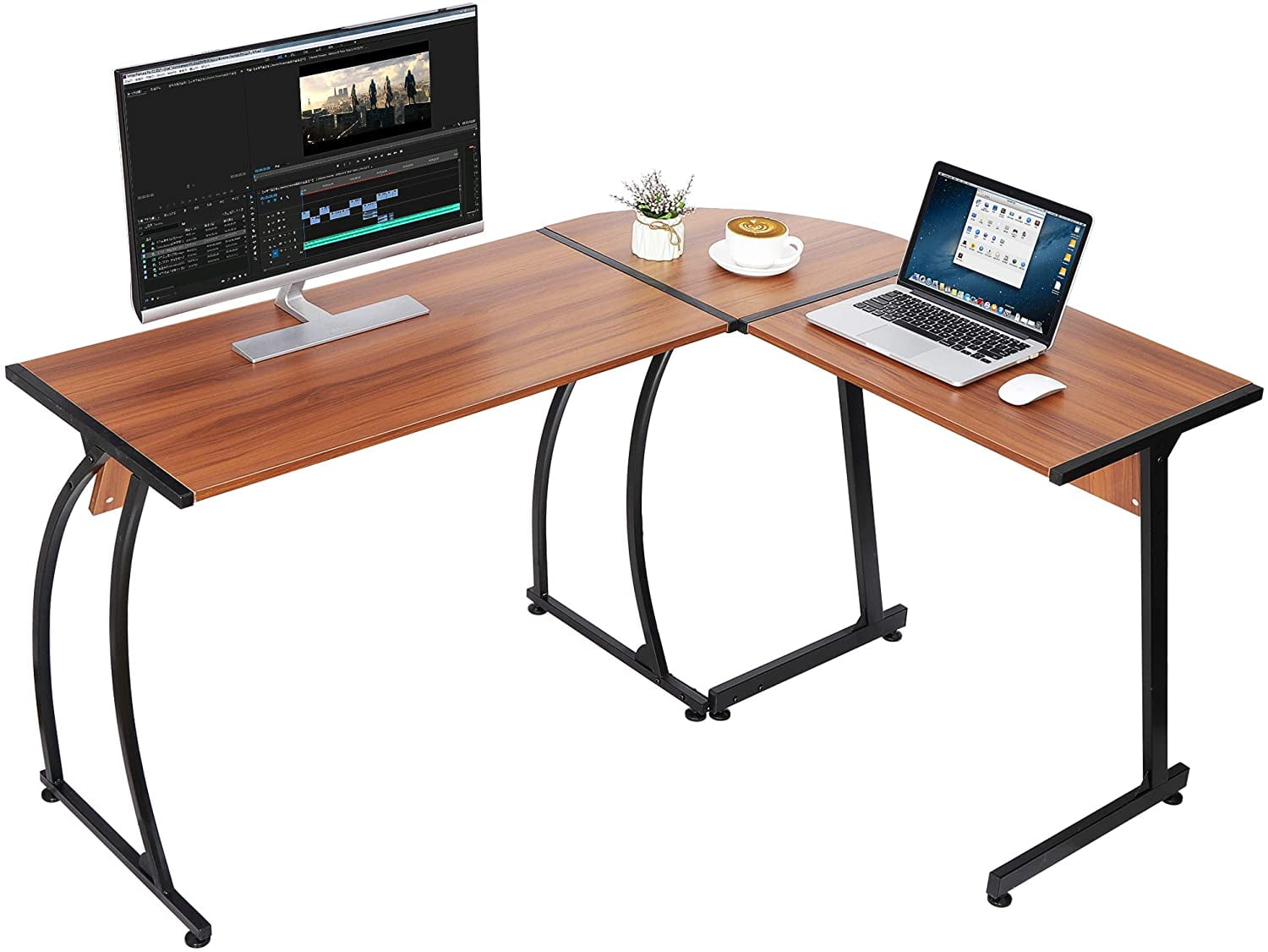 L-Shaped Corner Computer Desk Modern Gaming PC Study Table Writing ...