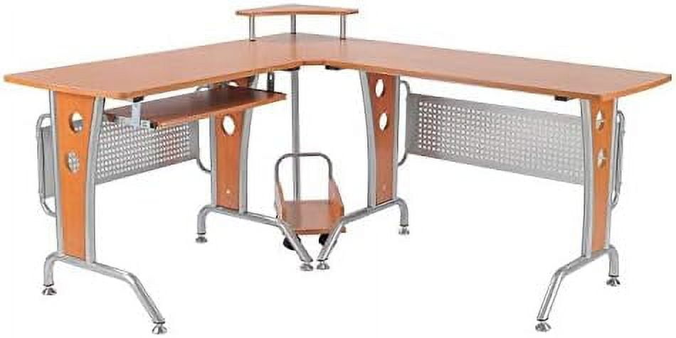 L-Shaped Corner Computer Office Desk Workstation with Elevated Rolling ...