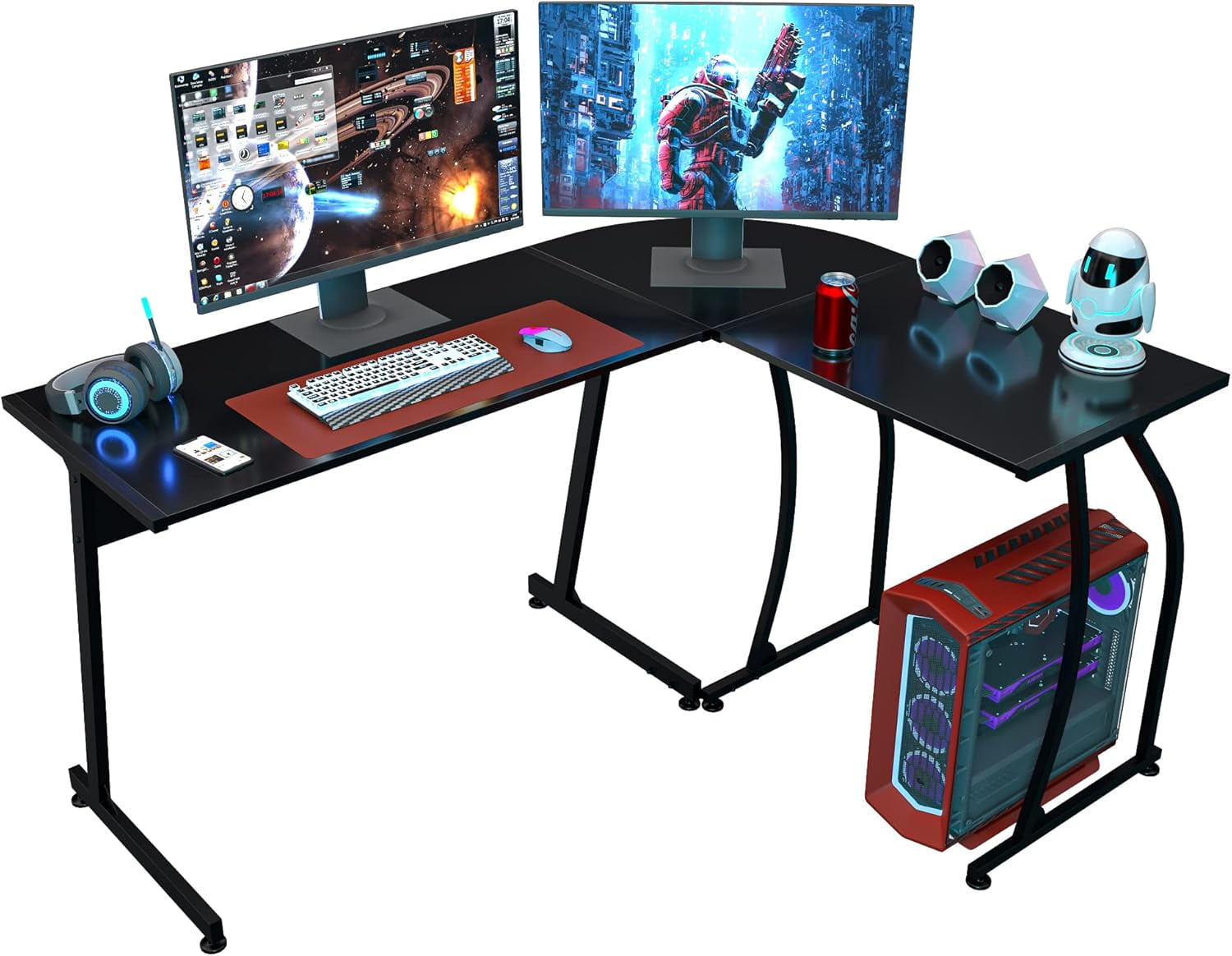 L-Shaped Corner Desk Computer Gaming Desk - 58 Inch Modern Home PC ...